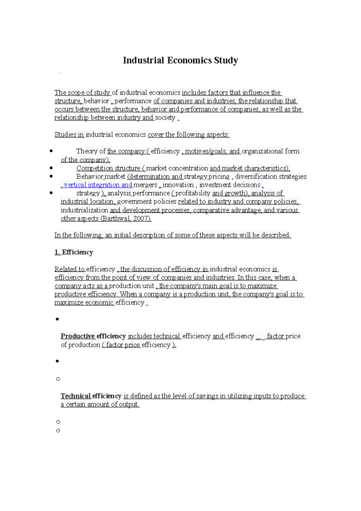 Industrial Economics Study - Studies in industrial economics cover the ...