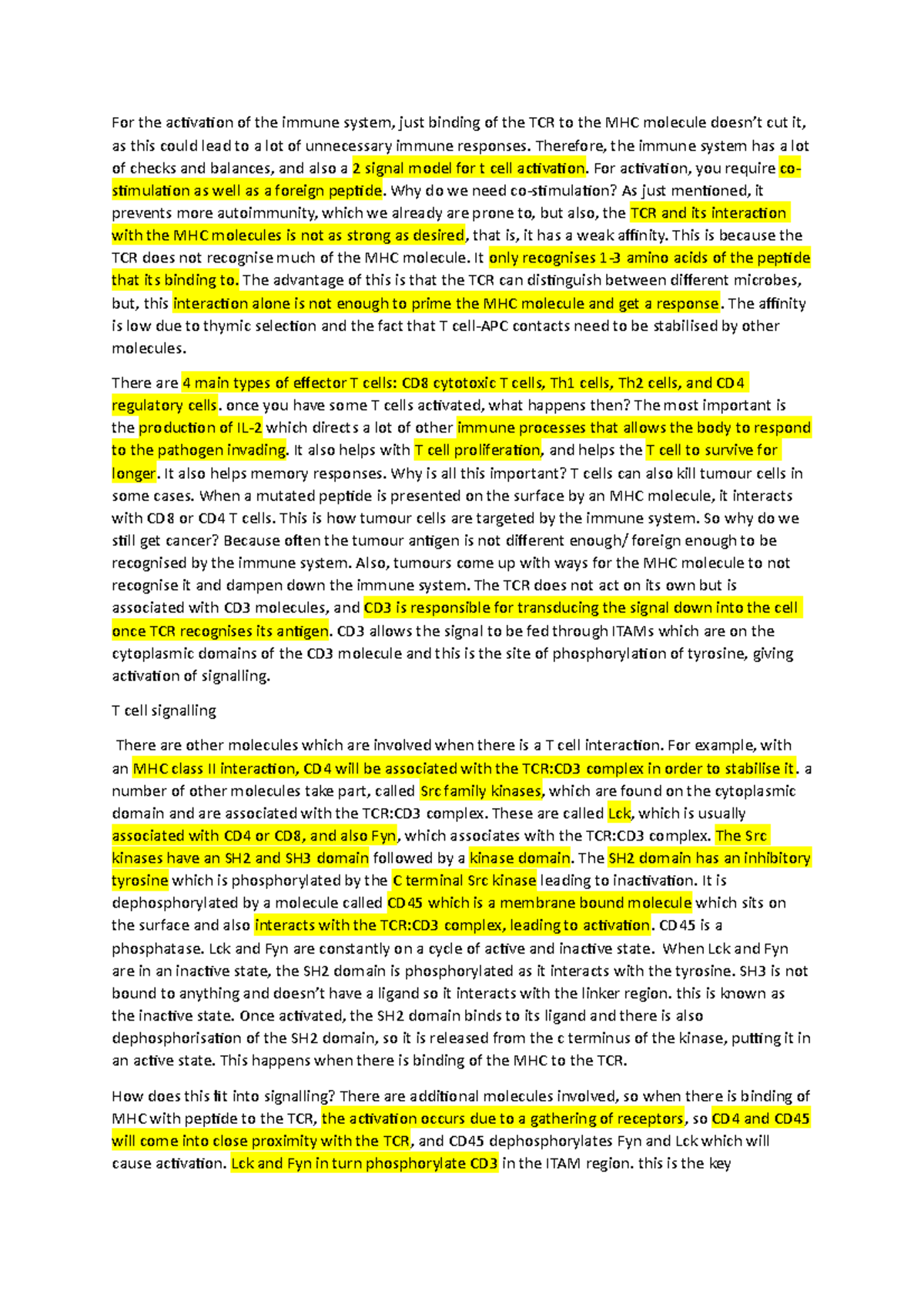 Hannah Siddle - Lecture notes, lecture 4 - For the activation of the ...