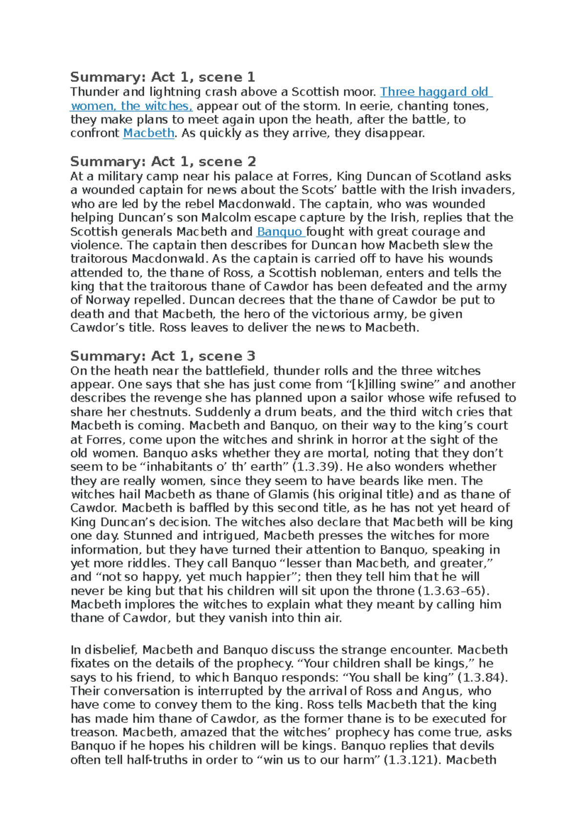 Macbeth summary act 1 - Summary: Act 1, scene 1 Thunder and lightning ...
