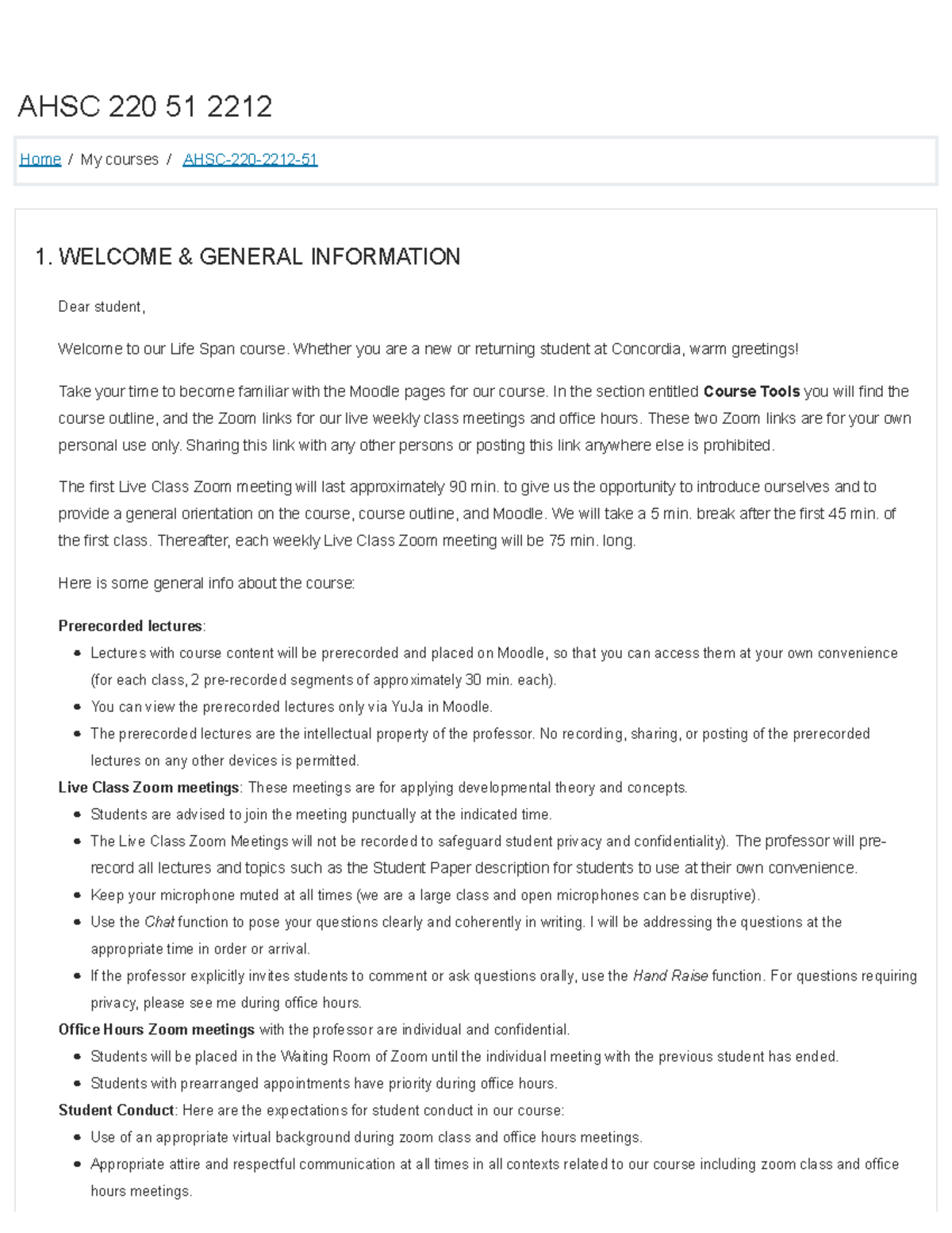 AHSC 220 Course Outline Fall 2021 - Home/My courses/ AHSC-220-2212 ...