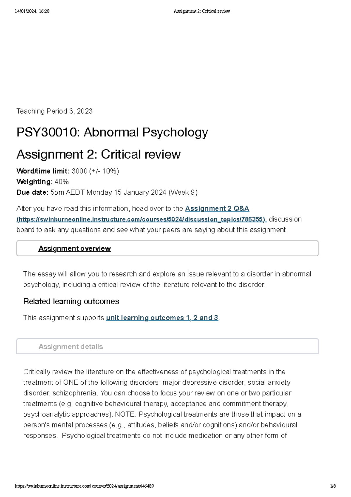 Assignment 2 Critical review - 14/01/2024, 16:28 Assignment 2: Critical ...