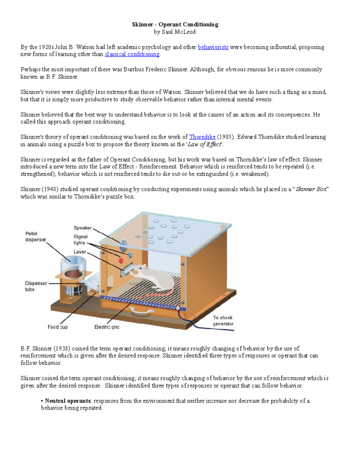 Skinner Operant Conditioning Skinner Operant Conditioning By Saul