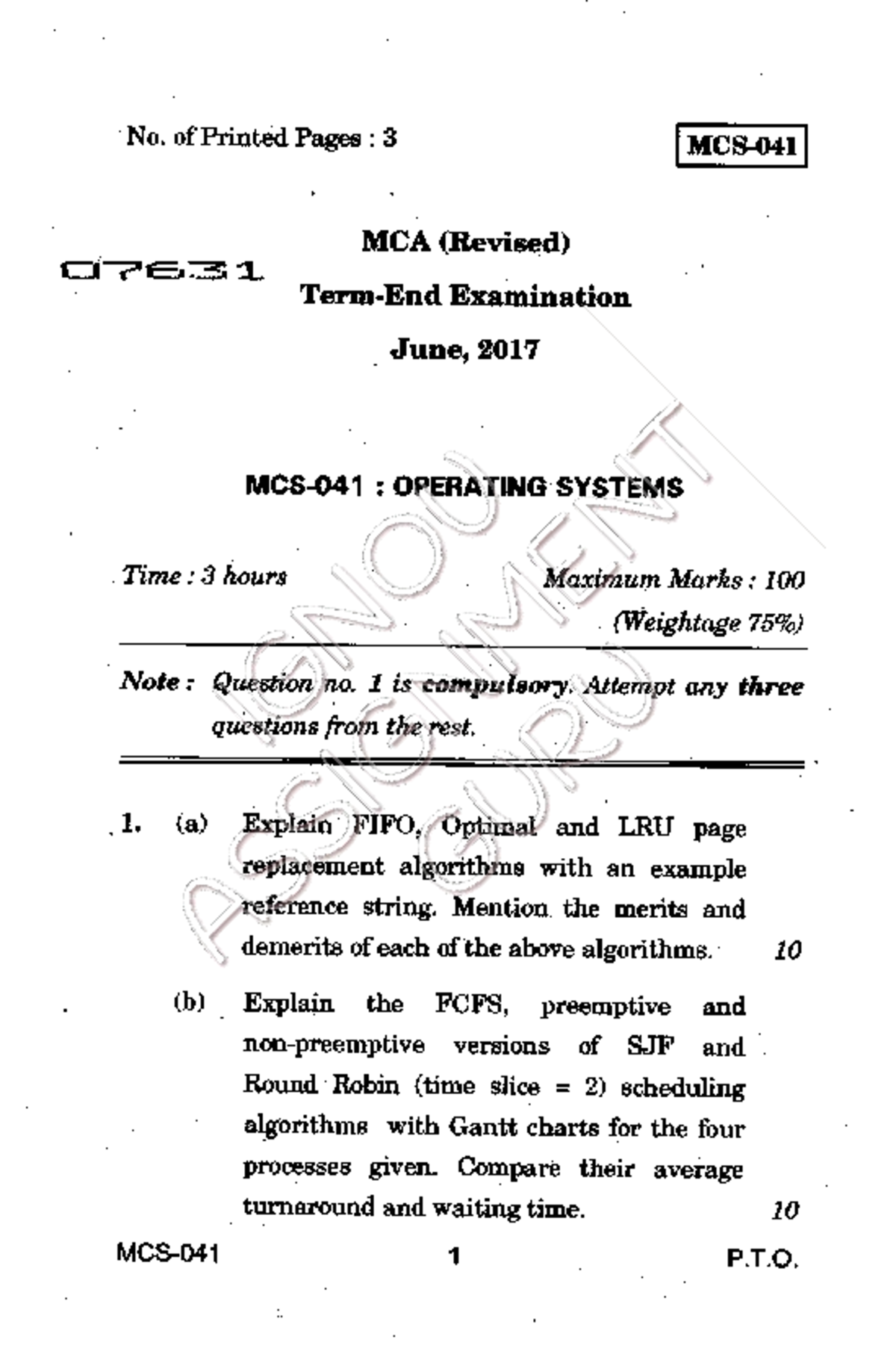 - MCS-041 J17 compressed - No. of Printed Pages : 3 mcs- — 71 a. MCA (Revised) Term-End ...