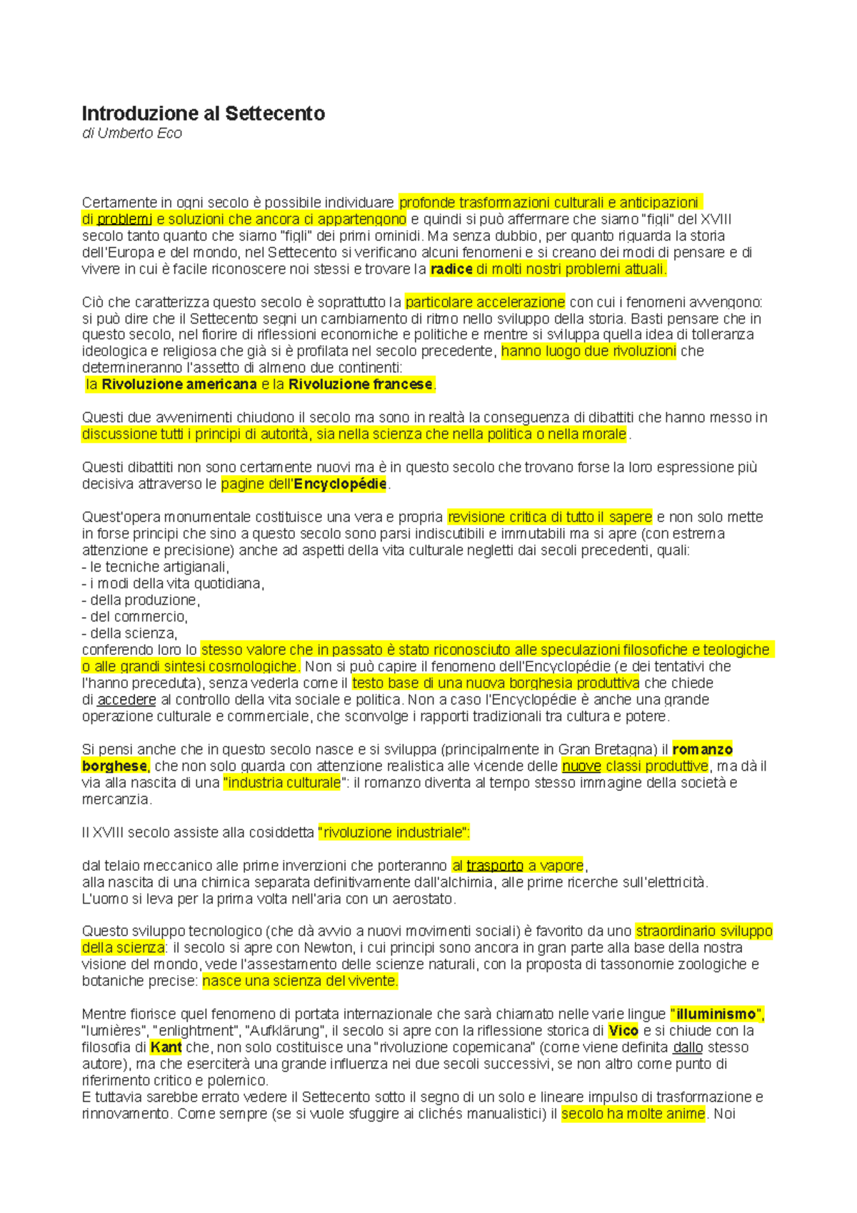 Introduzione al Settecento - Ma senza dubbio, per quanto riguarda la ...