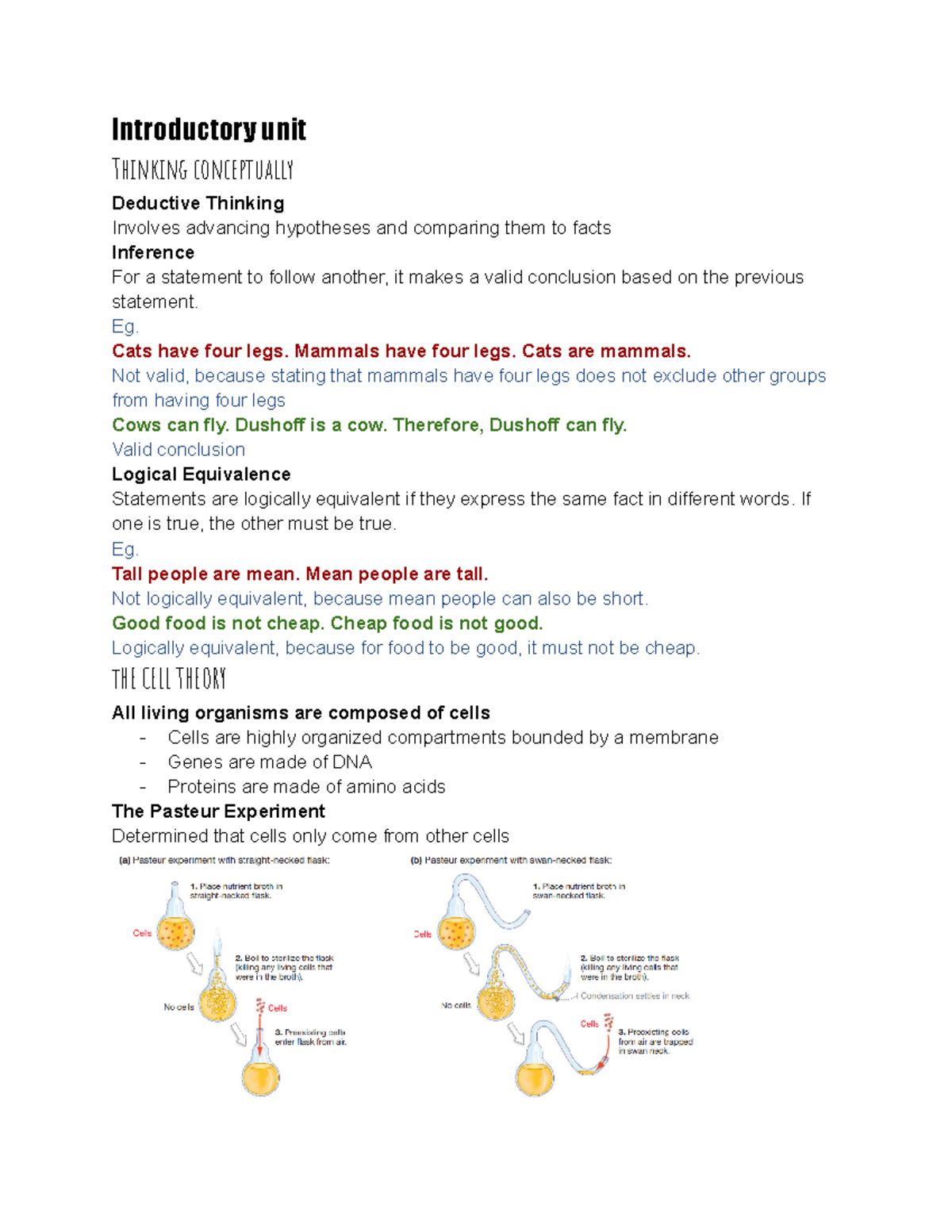 Bio1m03 notes for EVERY UNIT OF THE ENTIRE COURSE - Introductory unit ...