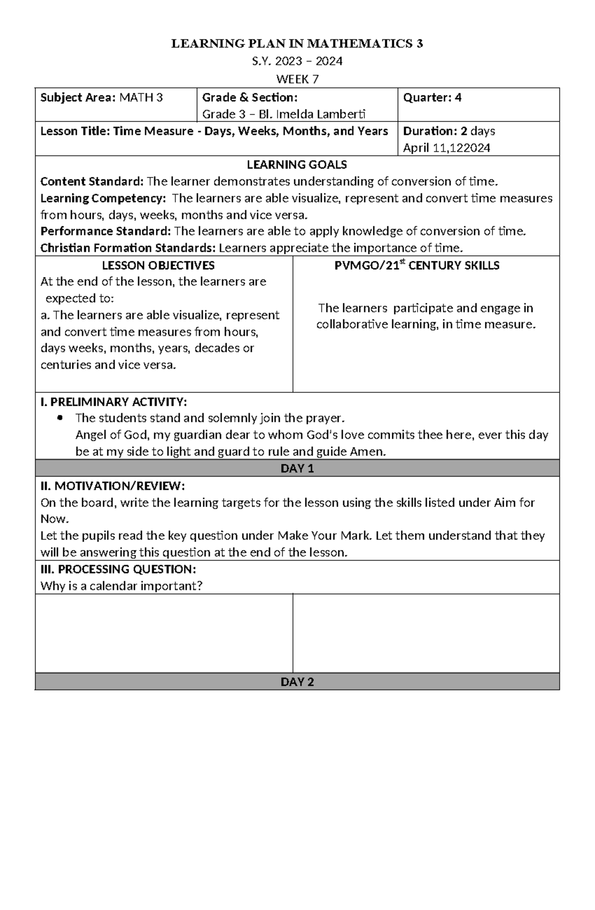MATH-3 teacher lyn I-plan week 7 quarter 4 - LEARNING PLAN IN ...