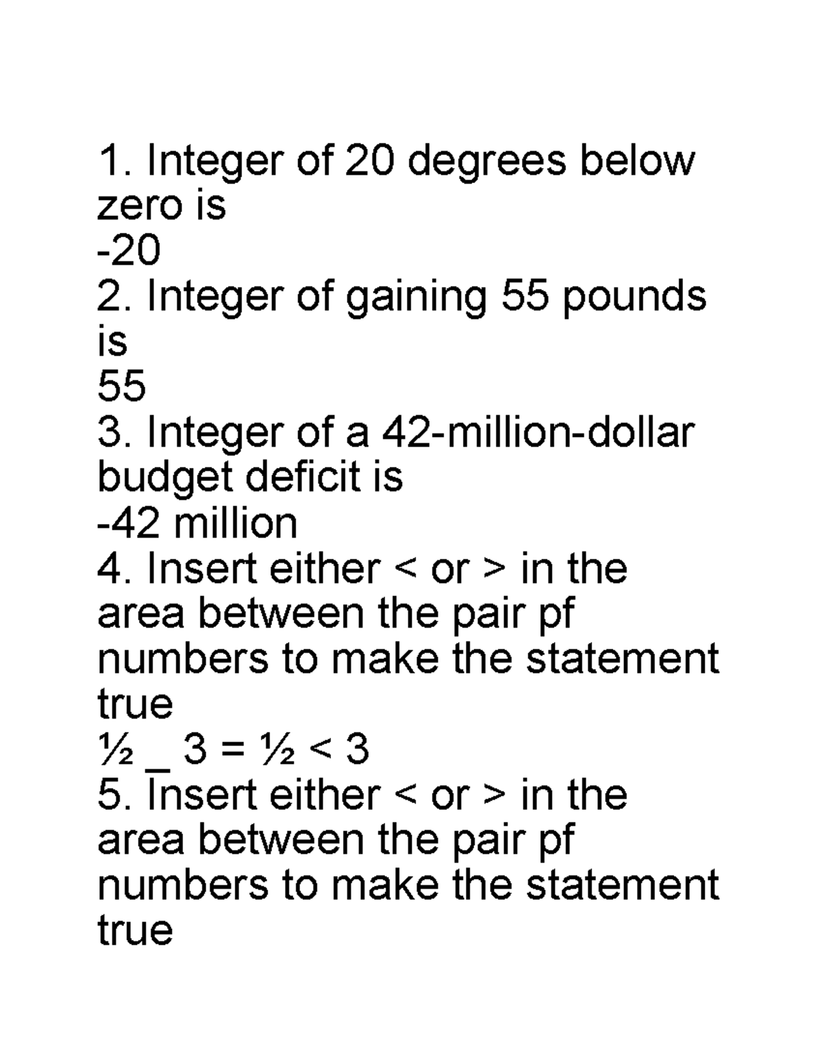Quiz 1 answers - College Algebra II - Integer of 20 degrees below zero ...