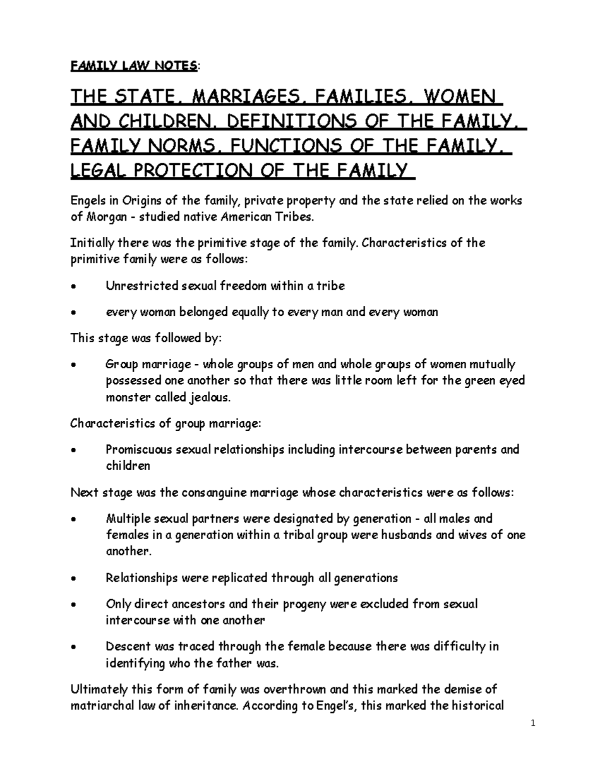 Family Law Notes and civil procedure - FAMILY LAW NOTES : THE STATE ...