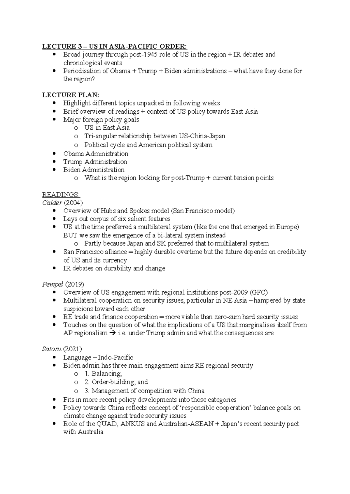L3 - US IN AP - lecture notes - LECTURE 3 – US IN ASIA-PACIFIC ORDER ...