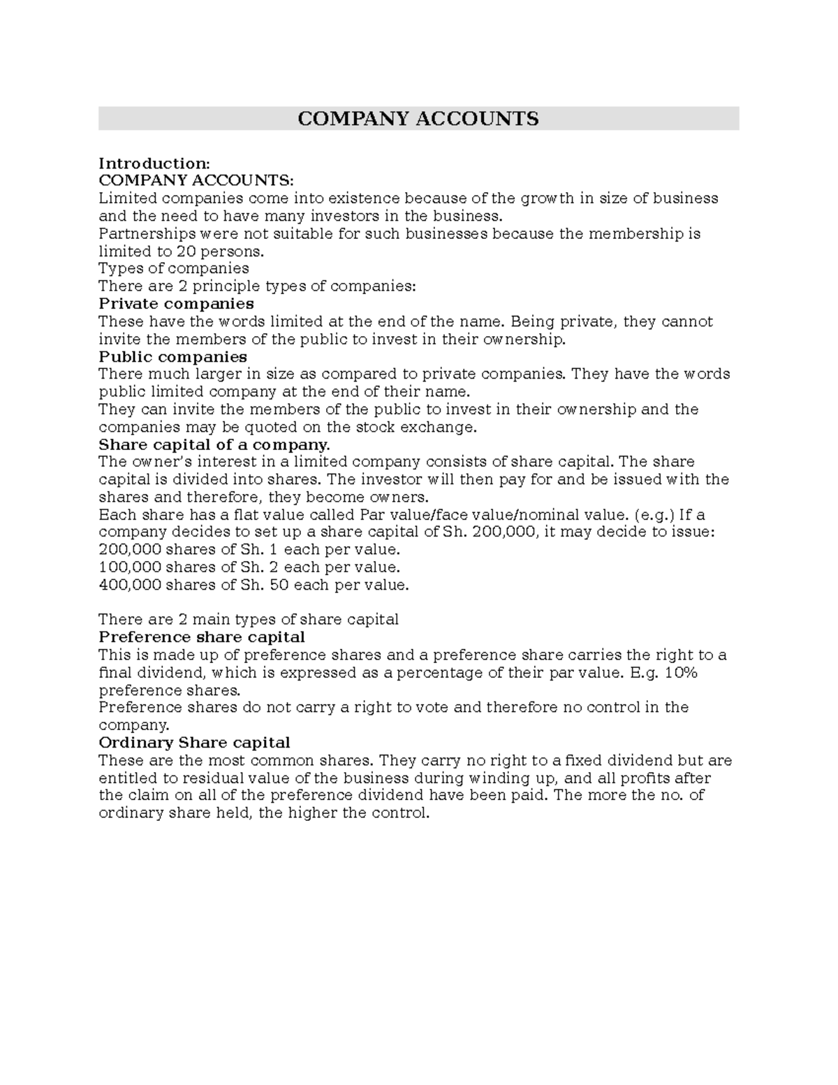 Company accounts - COMPANY ACCOUNTS Introduction: COMPANY ACCOUNTS ...