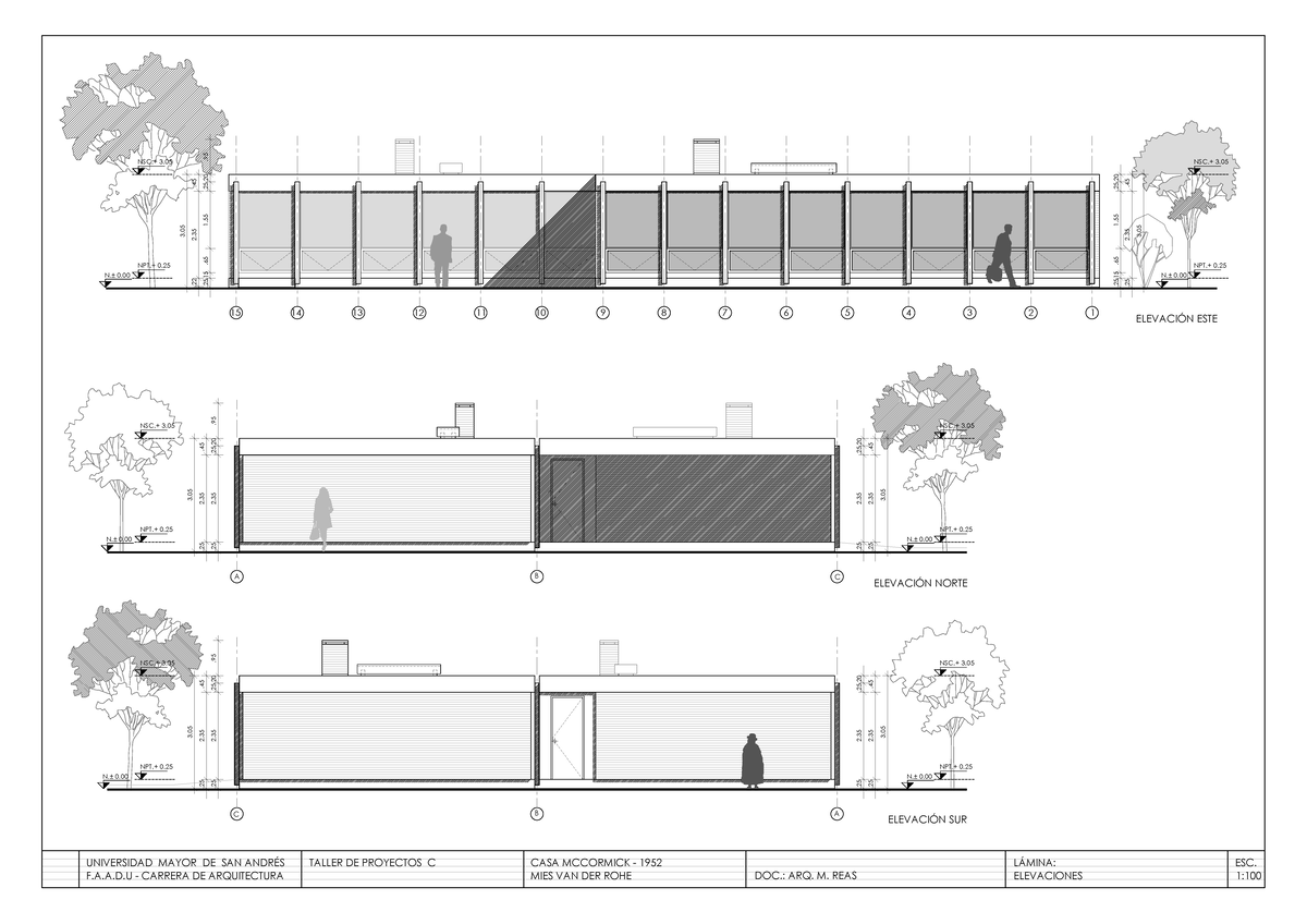 Elevaciones TC - reconstruccion de obra arquitectónica - ELEVACIONES LÁMINA: N.± 0. N.± 0 ...