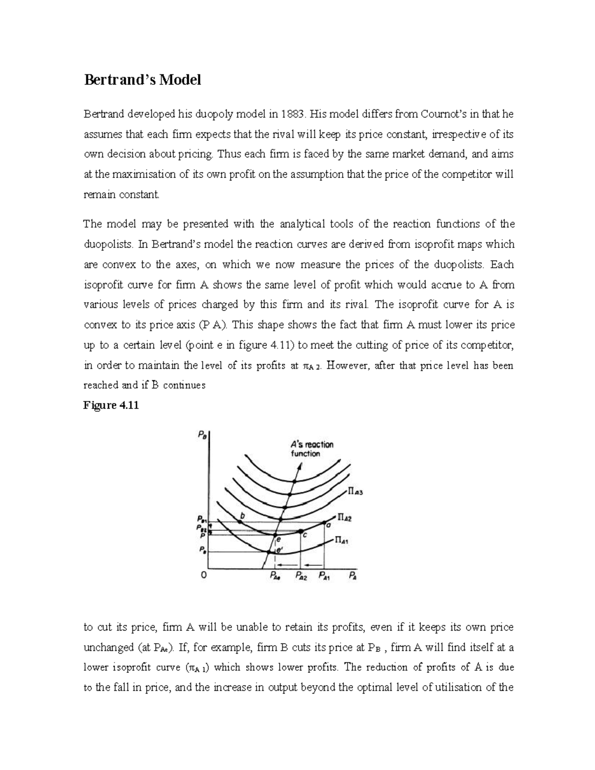 Bertrand’s Model - Micro Economics I - UoK - Studocu