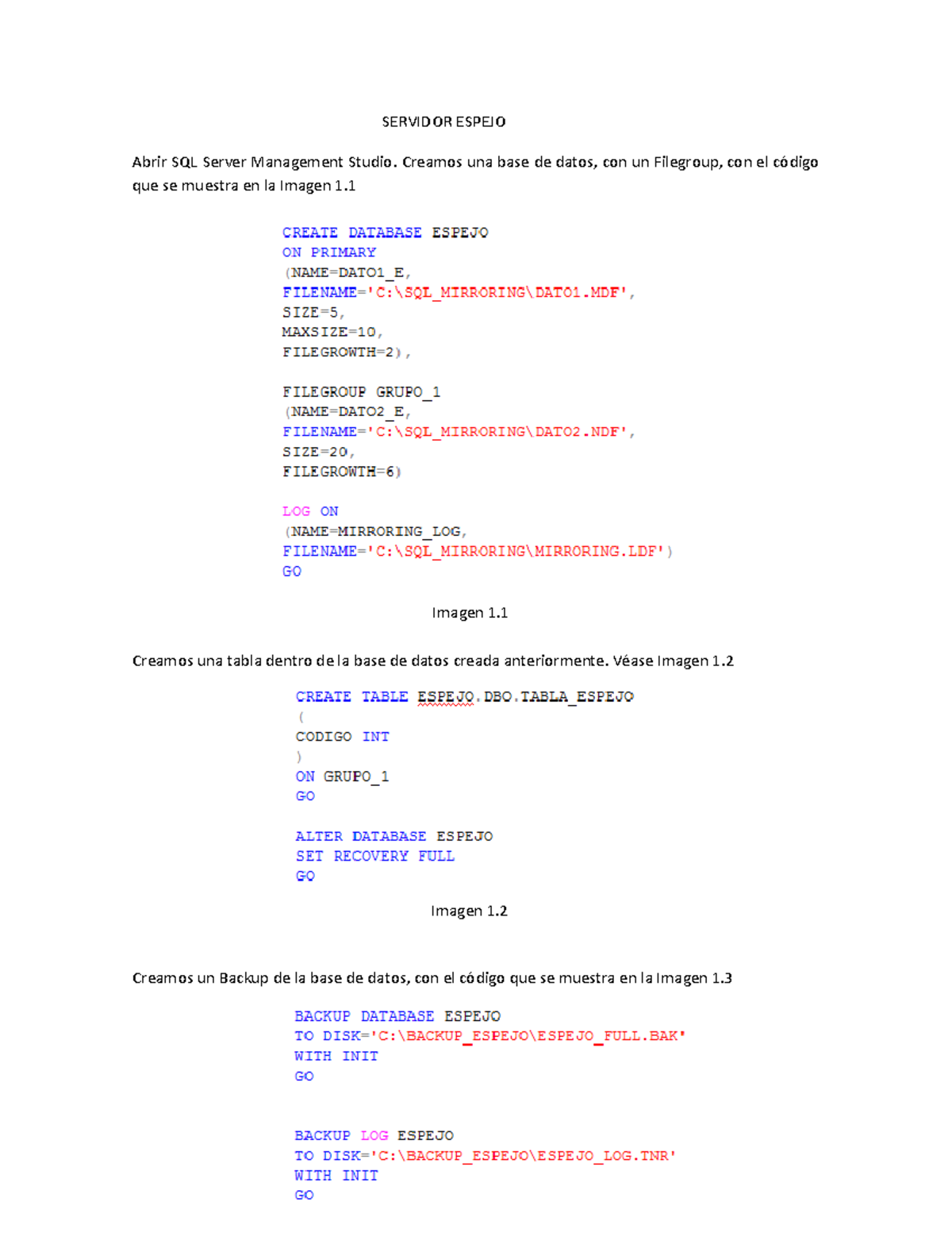 Reporte Mirroring-1 - Para hacer roles - SERVIDOR ESPEJO Abrir SQL ...