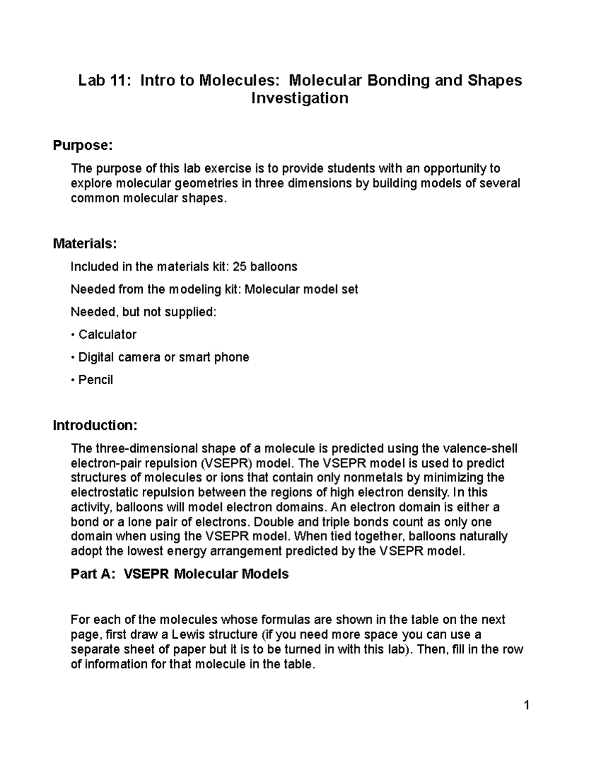 Acosta Victoria Lab 11 - lab report - Lab 11: Intro to Molecules: Molecular Bonding and Shapes ...