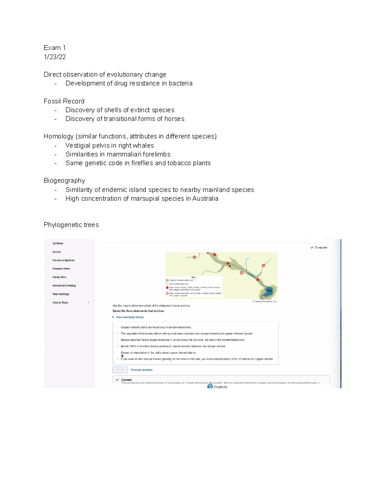 BSCI 1511 LA sessions - Exam 1 1/23/ Direct observation of evolutionary ...