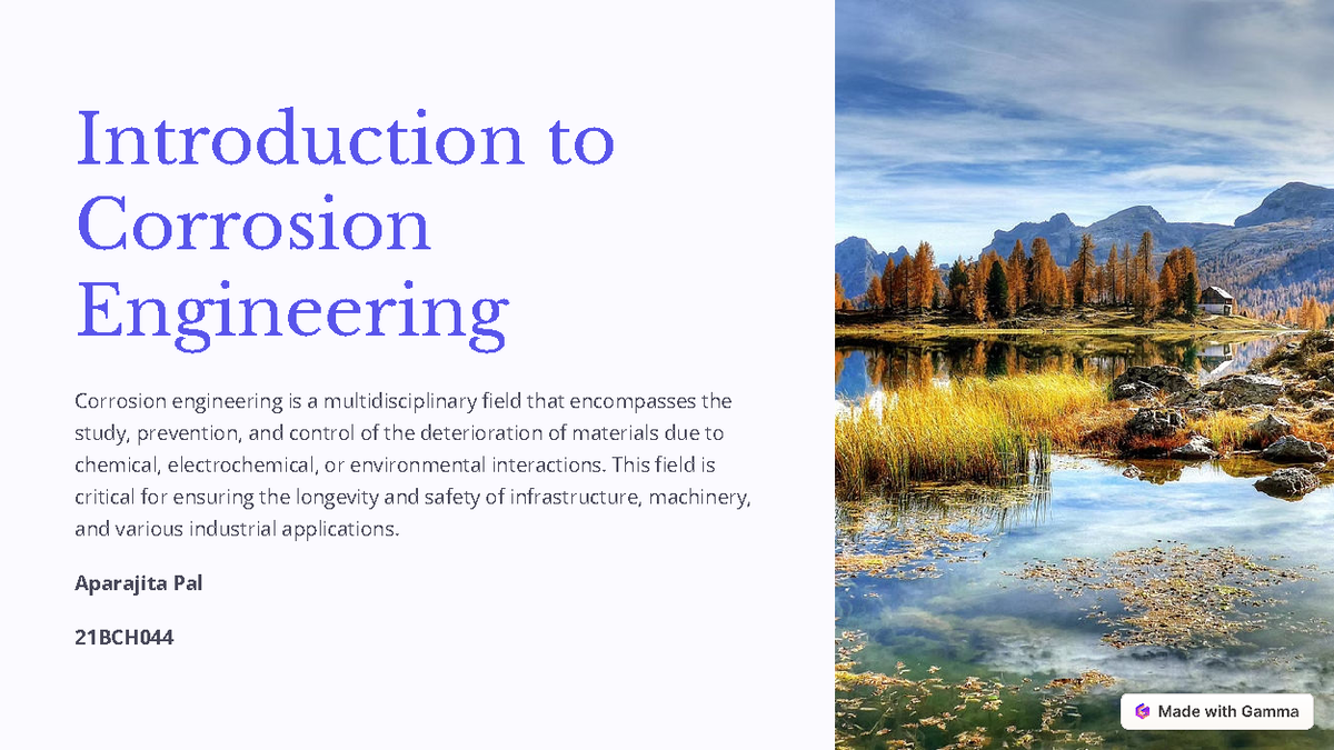 Introduction to Corrosion Engineering - Introduction to Corrosion ...
