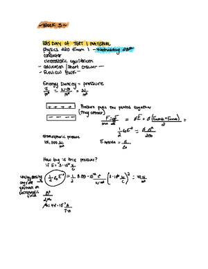 Phys 311 Midterm 2 Equation Sheet - PHYSICS 220 - Studocu