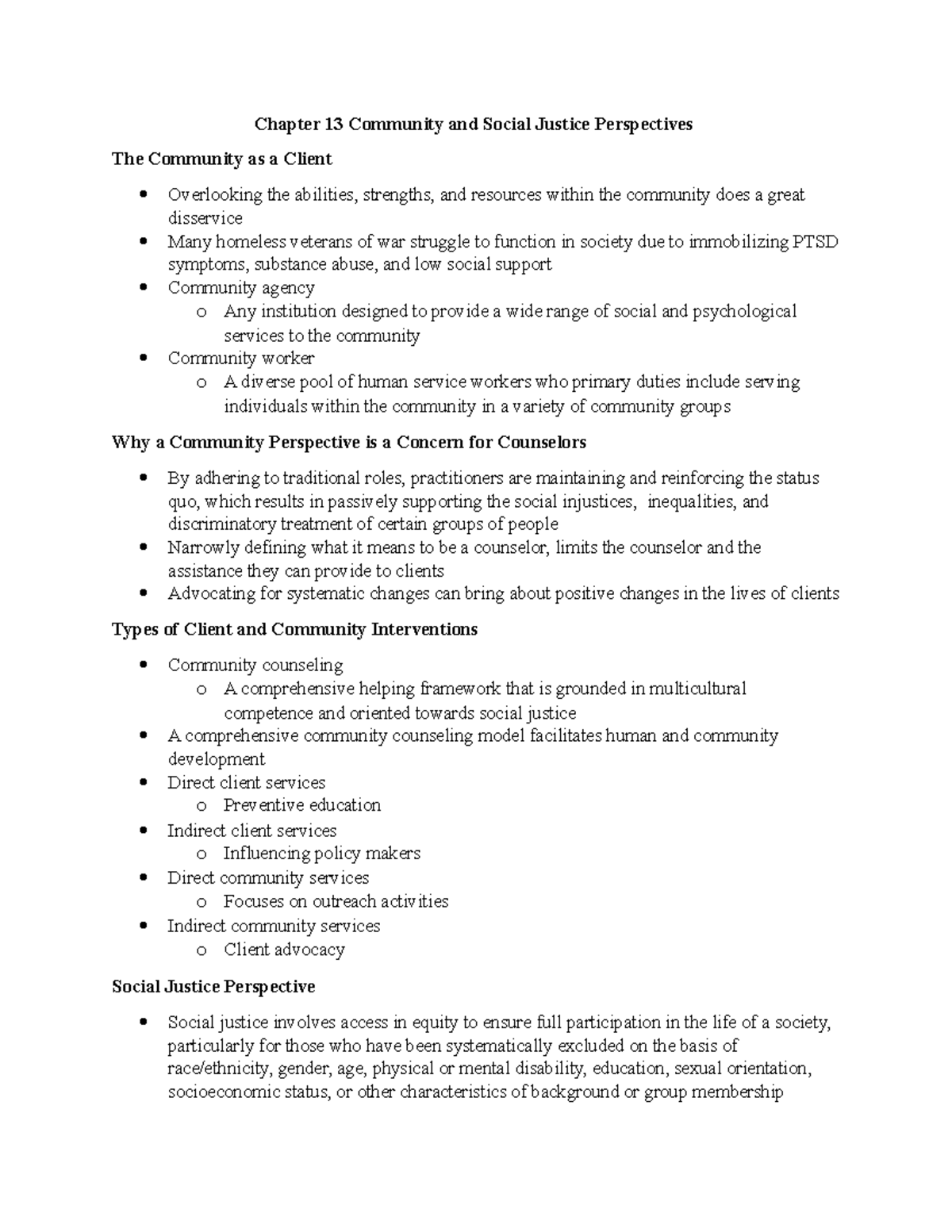 Chapter 13 - Community and Social Justice Perspectives - Studocu