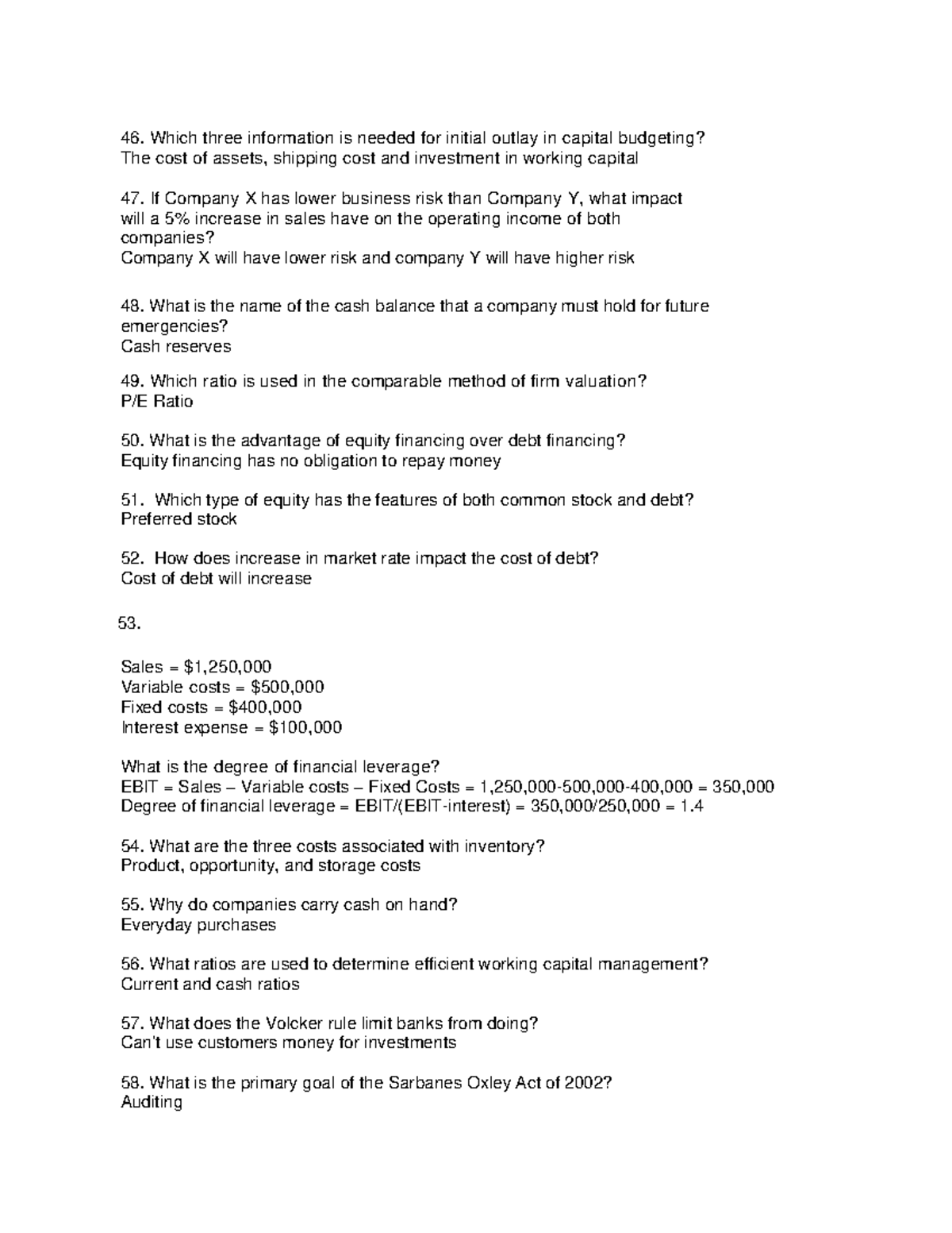 Session 4 - n/a - Which three information is needed for initial outlay ...