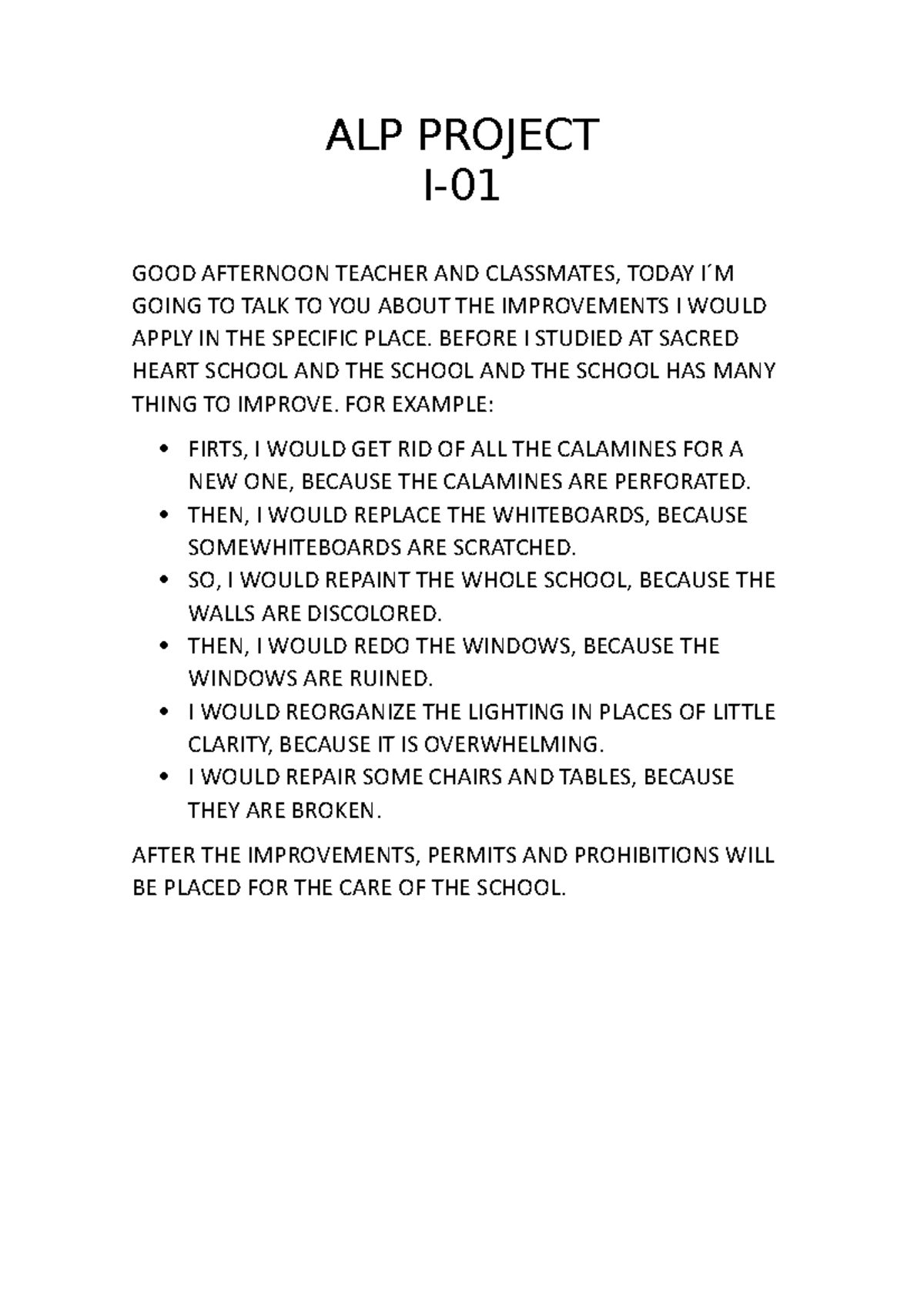 ALP Project - ALP PROJECT I- GOOD AFTERNOON TEACHER AND CLASSMATES ...