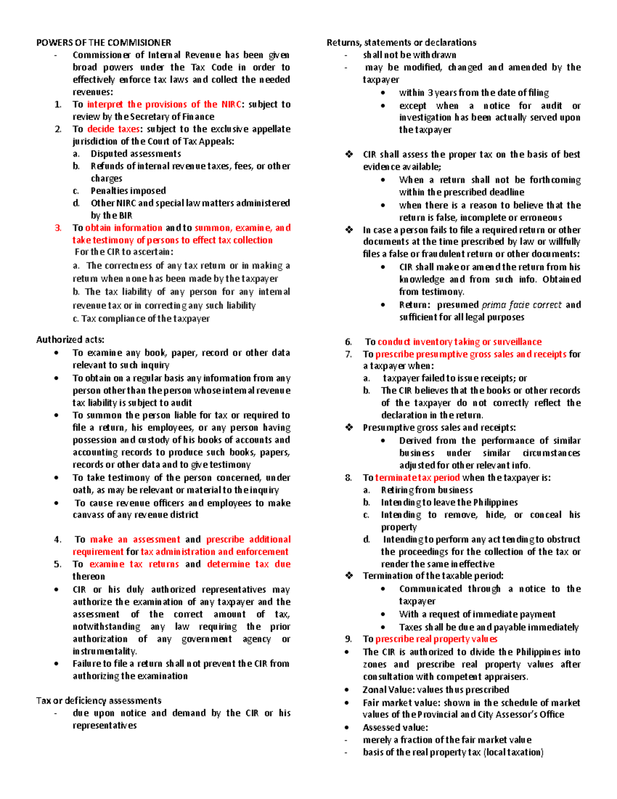 Taxation - Chapter 3 - POWERS OF THE COMMISIONER Commissioner of ...