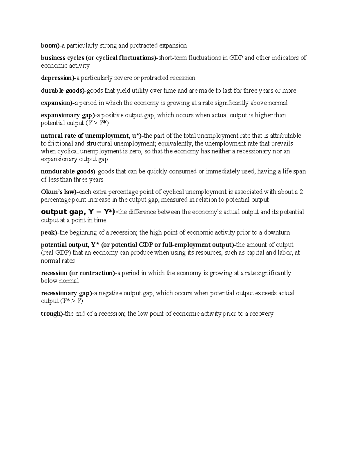 Econ Chapter 24 - Econ Ch 24 Notes - boom)- a particularly strong and ...