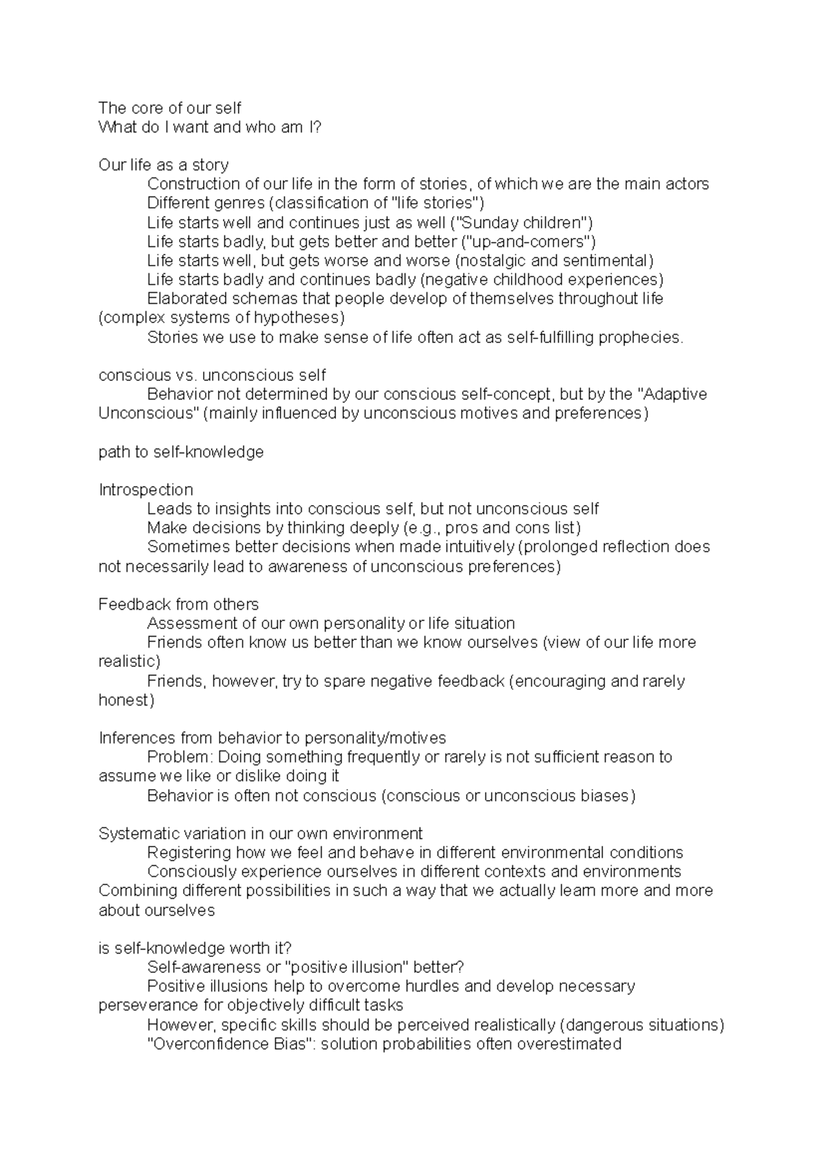 The core of our self - Introduction To Psychology - The core of our ...