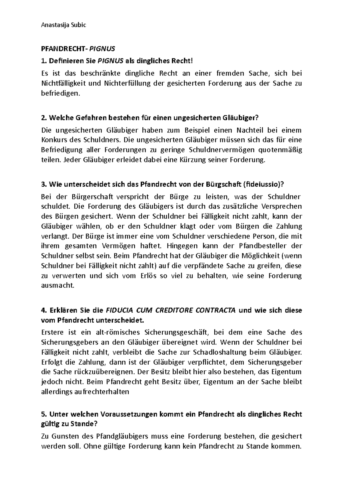 Pfandrecht und Servituten - PFANDRECHT- PIGNUS Definieren Sie PIGNUS ...