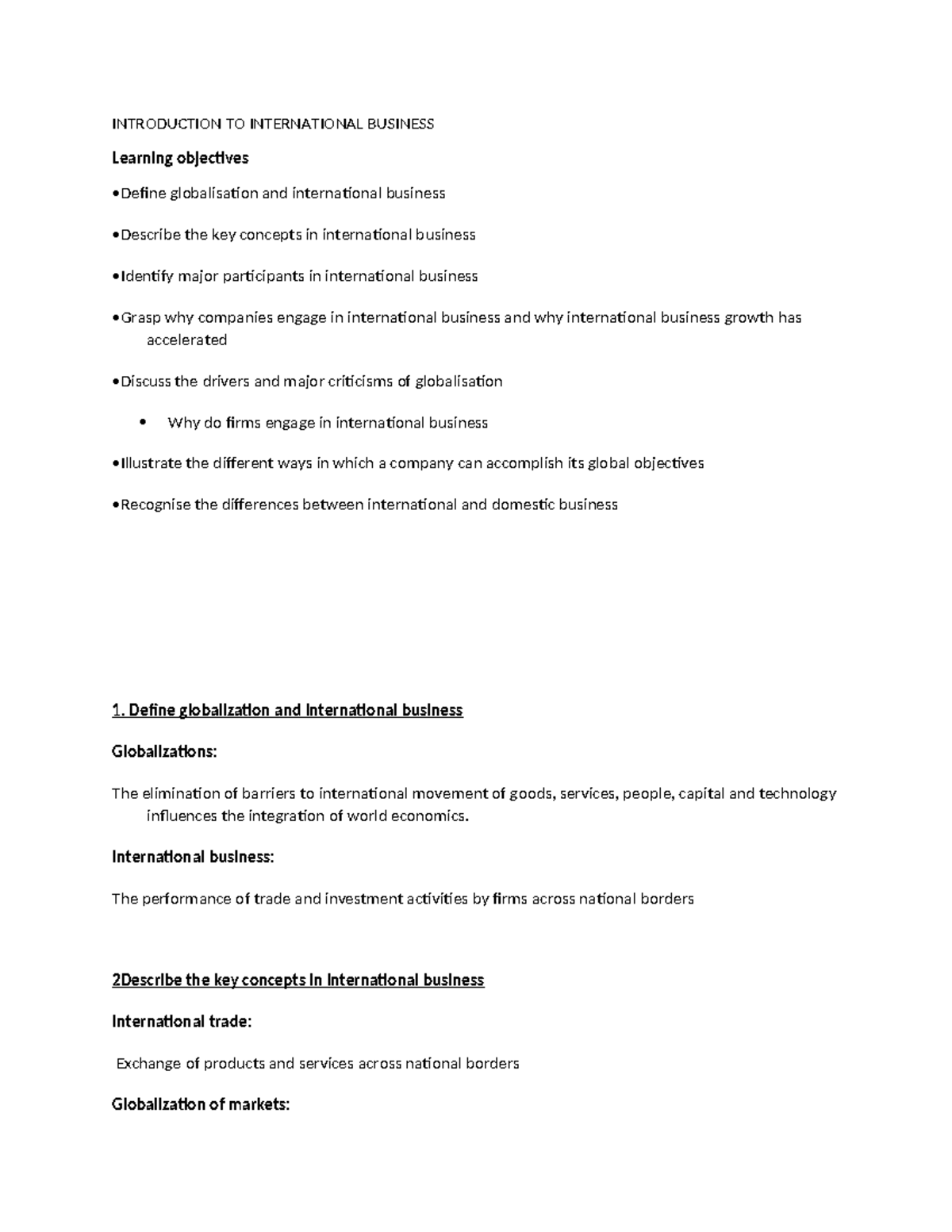 Introduction TO International Business - INTRODUCTION TO INTERNATIONAL ...