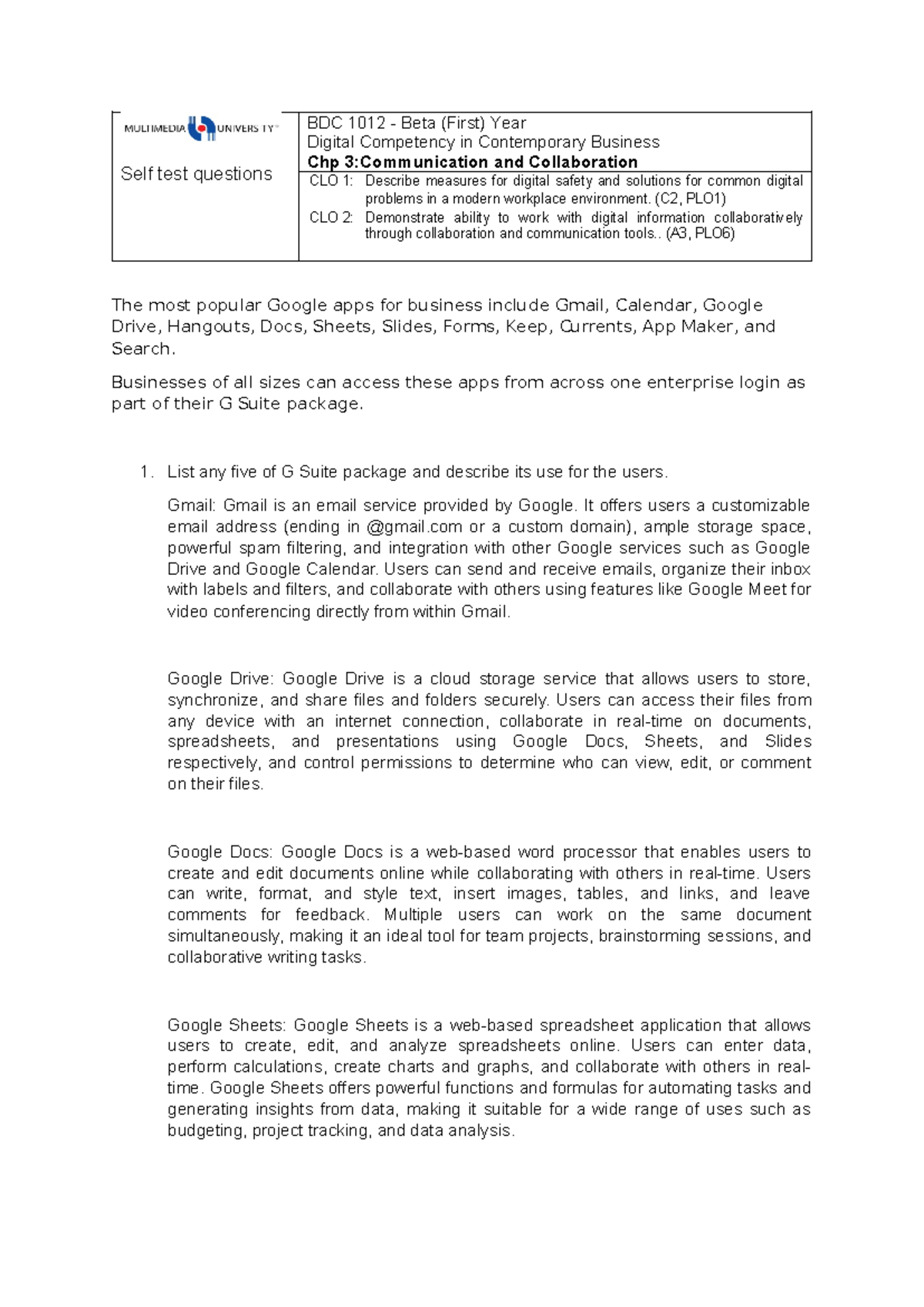 Chapter 3 Communication and Collaboration selftest questions - Self ...