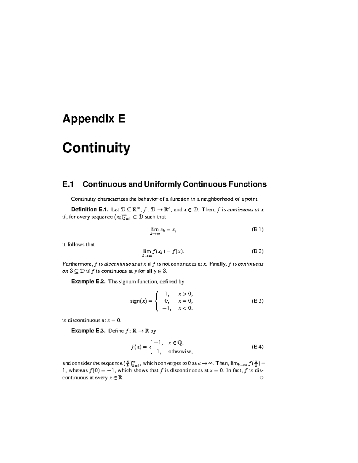 Continuity notes - Appendix E Continuity E Continuous and Uniformly ...