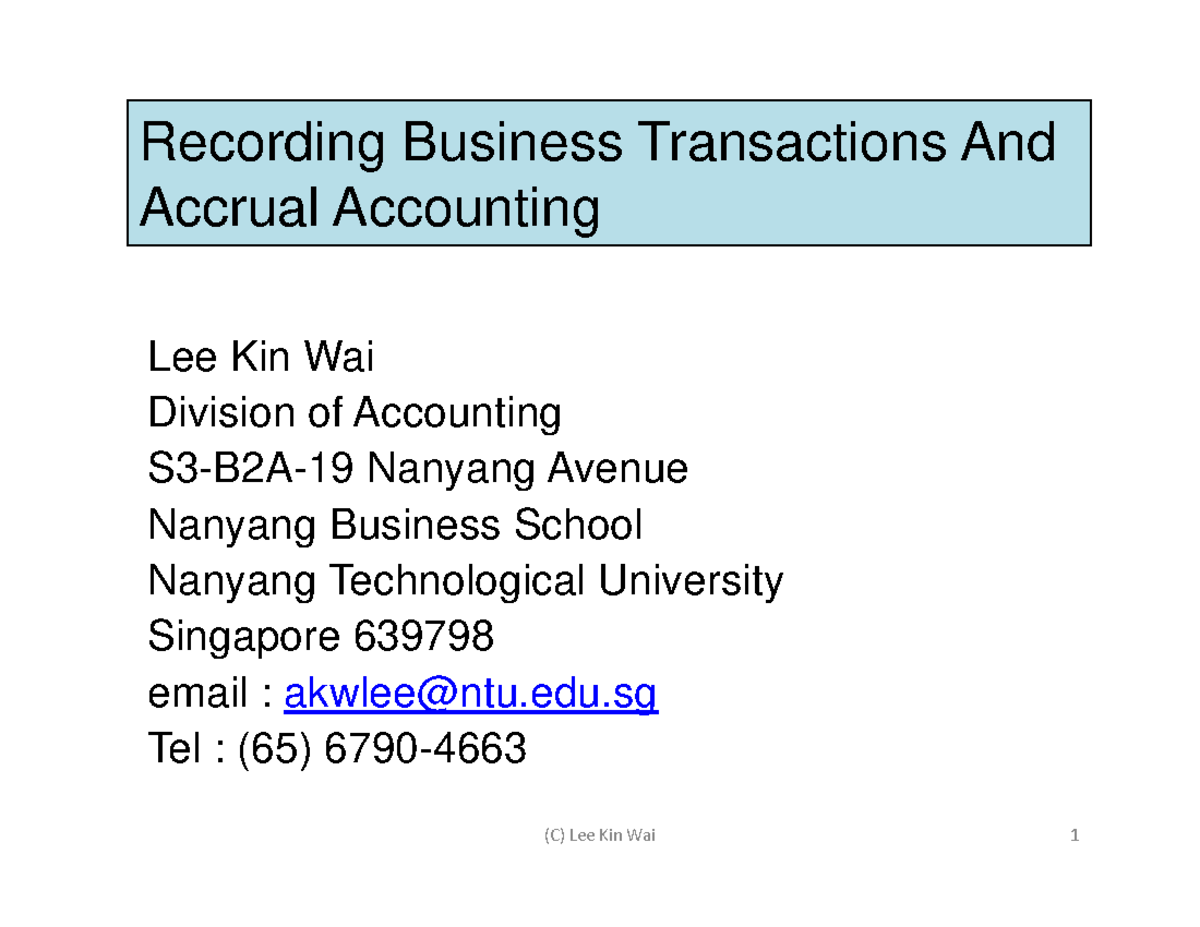 Week 2 Record transactions accrual 16June2021 - Recording Business ...