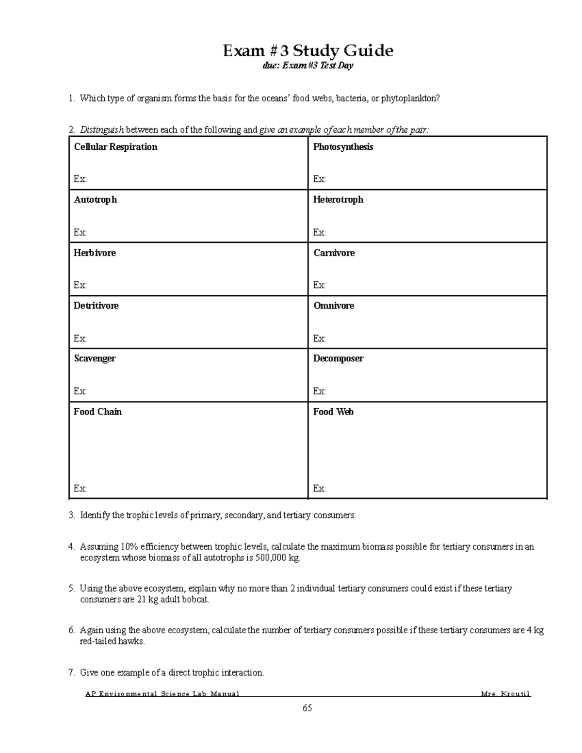 Exam 3 Reviews - Review packet - Exam #3 Study Guide due: Exam #3 Test ...
