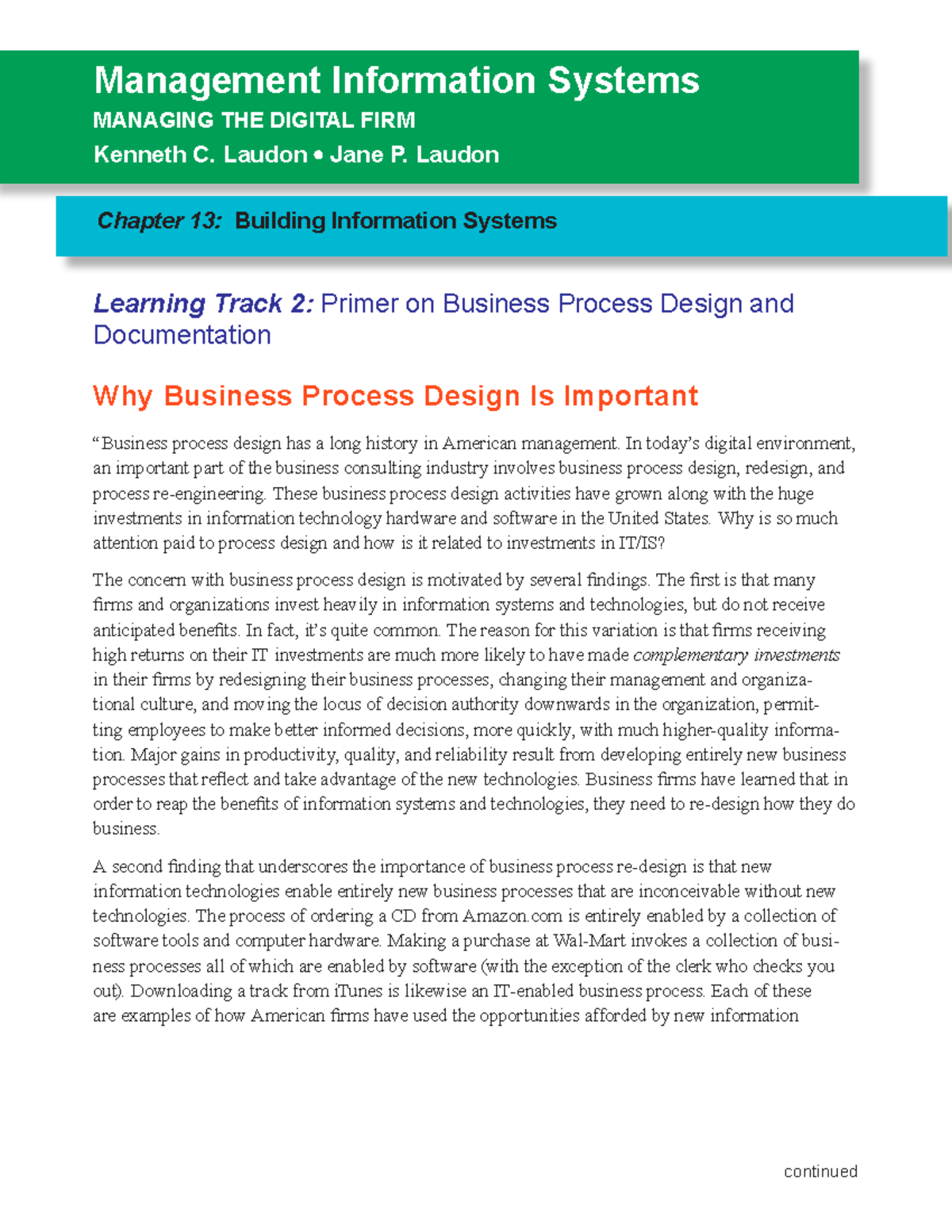 Business Process design - Management Information Systems MANAGING THE ...