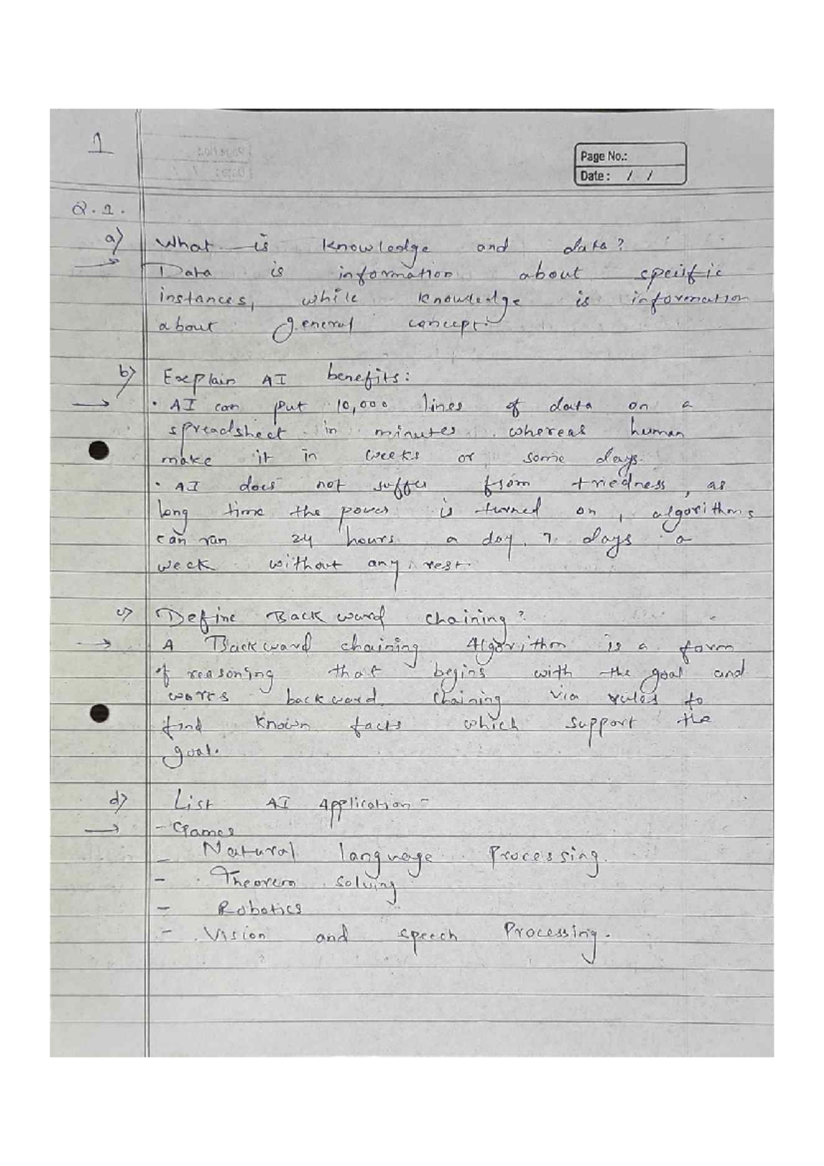 last year question paper solved - 1 Page No.: Date: 2. What is ...