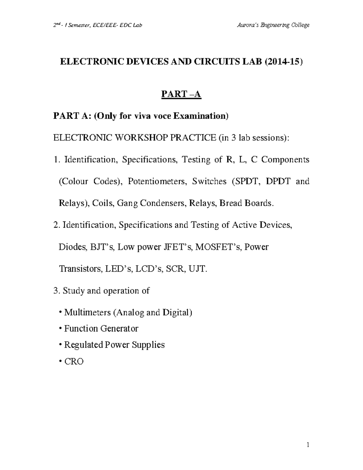 2ece eee edc lab manuals 17 06 14 - ELECTRONIC DEVICES AND CIRCUITS LAB ...