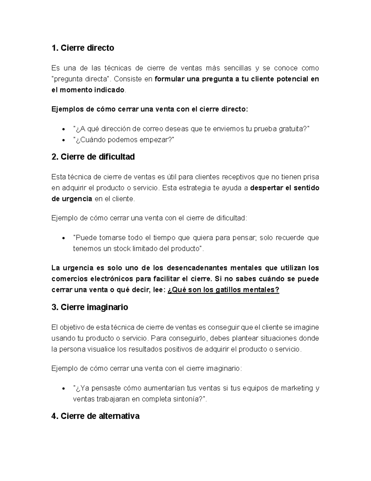 Tipos de cierres - 1. Cierre directo Es una de las técnicas de cierre ...
