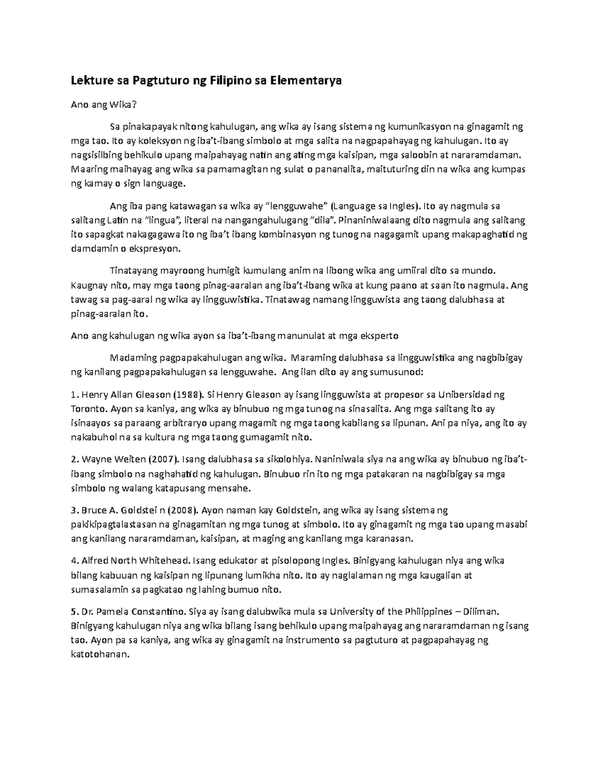 Lekture sa Pagtuturo ng Filipino sa Elementarya - Ito ay koleksyon ng ...