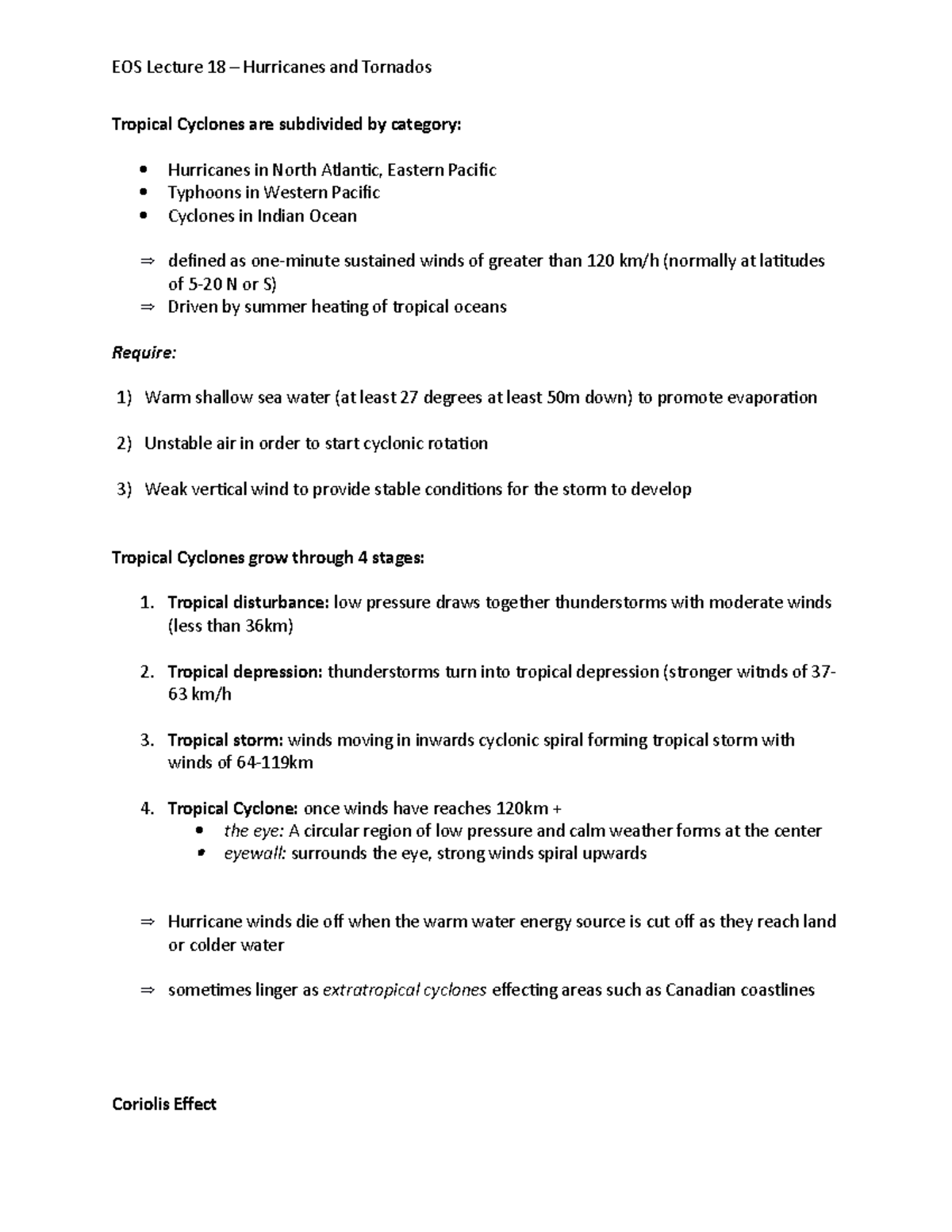 Lect 18 - EOS 170 - Lecture notes Lecture 18 - Tropical Cyclones are ...