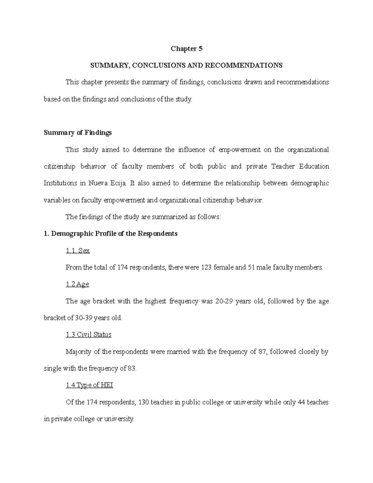 Sample-Chapter-5 - Notes - Chapter 5 SUMMARY, CONCLUSIONS AND ...