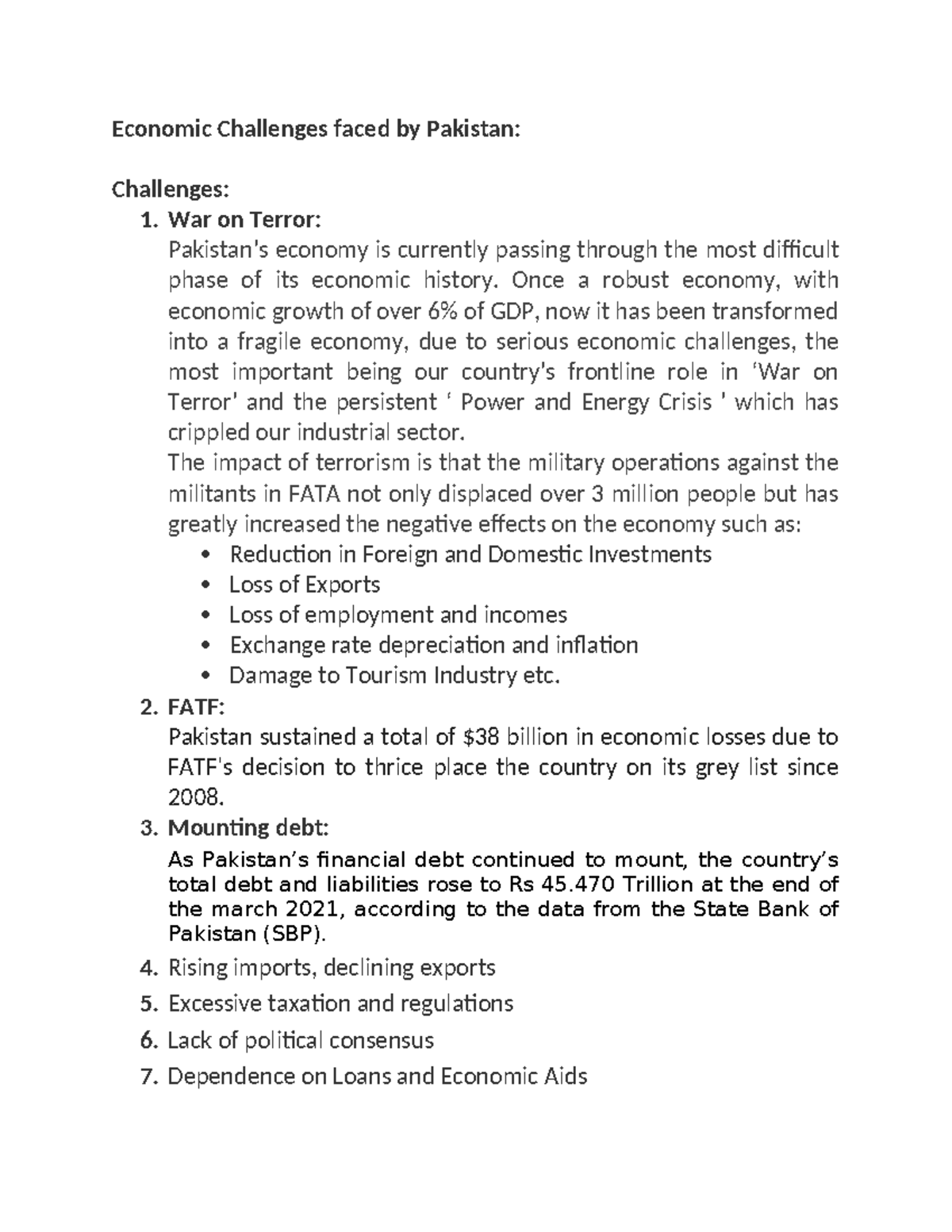 Economy challenges faced by Pakistan - Economic Challenges faced by ...