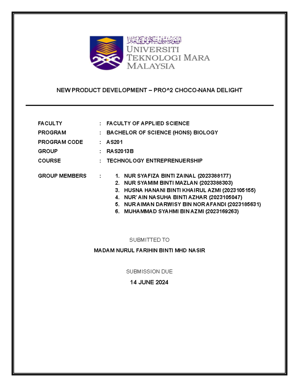 ENT600 - NPD Report - This is all about the new development product ...