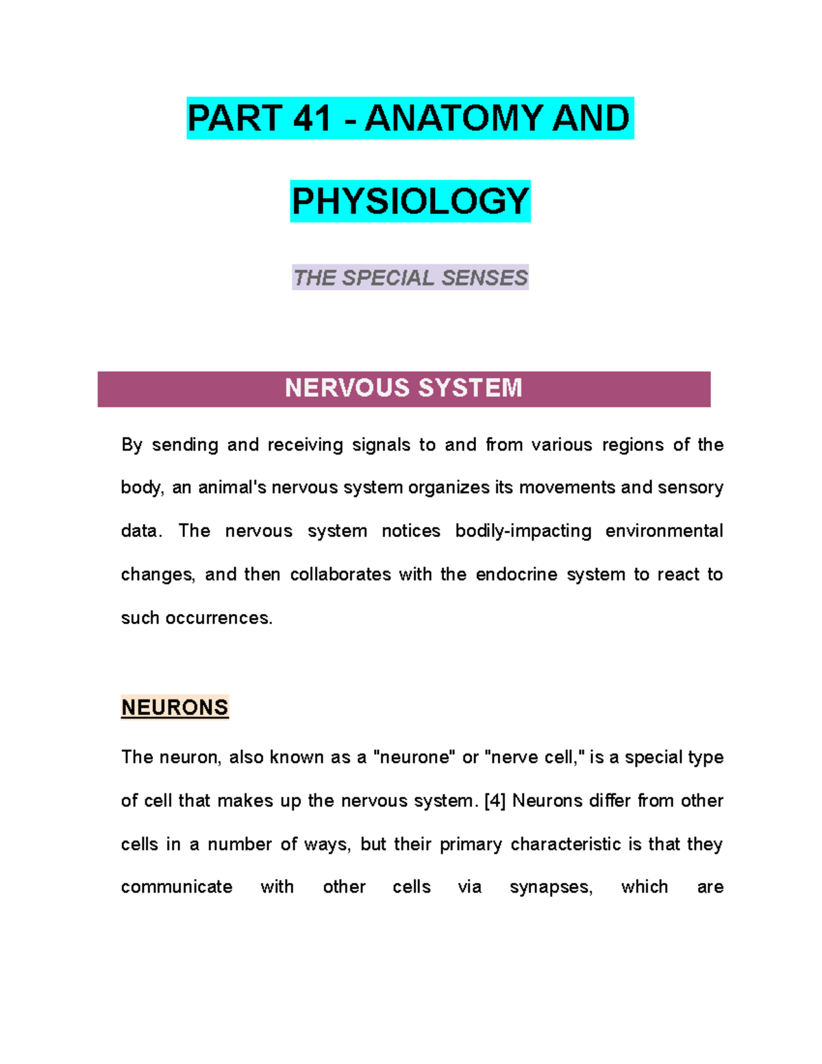PART 41 - Anatomy AND Physiology - PART 41 - ANATOMY AND PHYSIOLOGY THE ...
