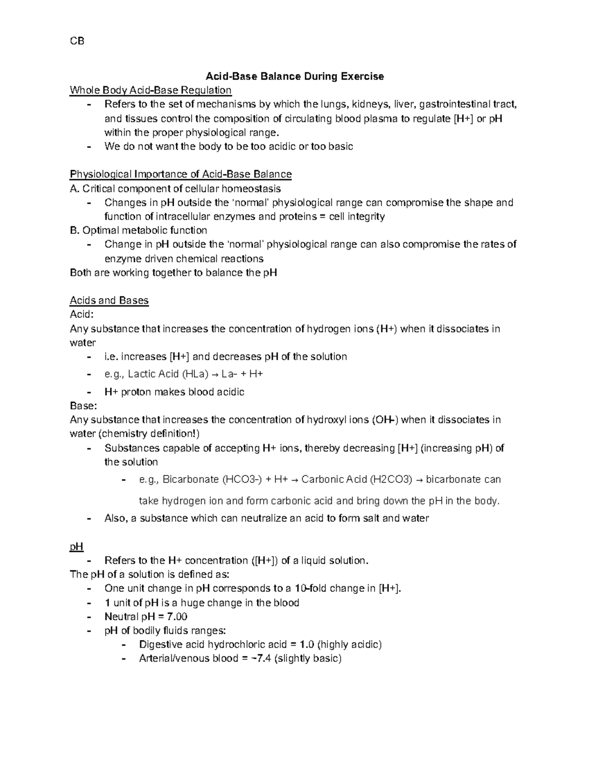 L13 - Professor Usselman - Acid-Base Balance During Exercise Whole Body ...