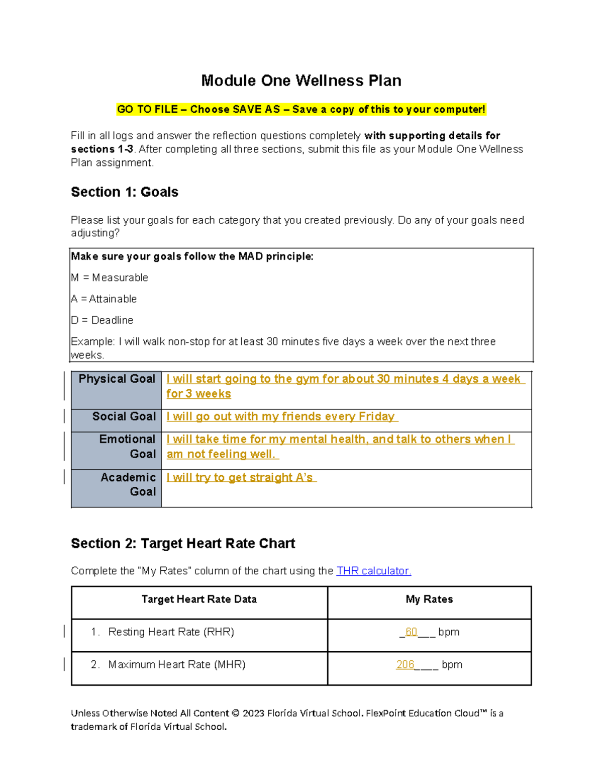 Module one wellness plan - Module One Wellness Plan GO TO FILE – Choose ...
