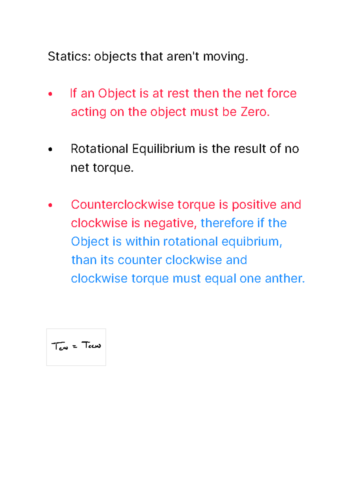 Static equilibrium - N/A - Statics: objects that aren't moving. If an ...
