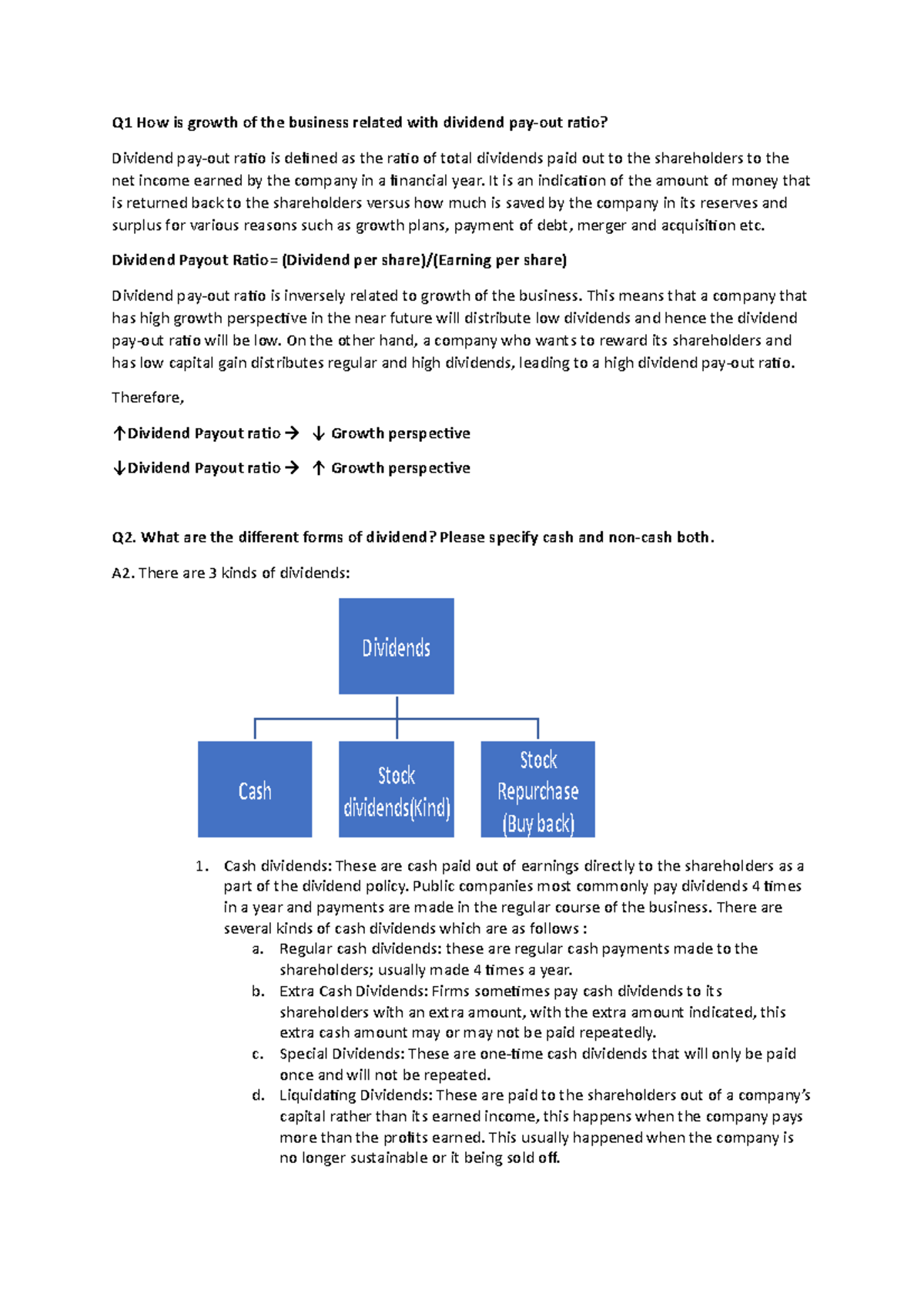CF Assignment 2 - Corporate Finance - Q1 How is growth of the business ...