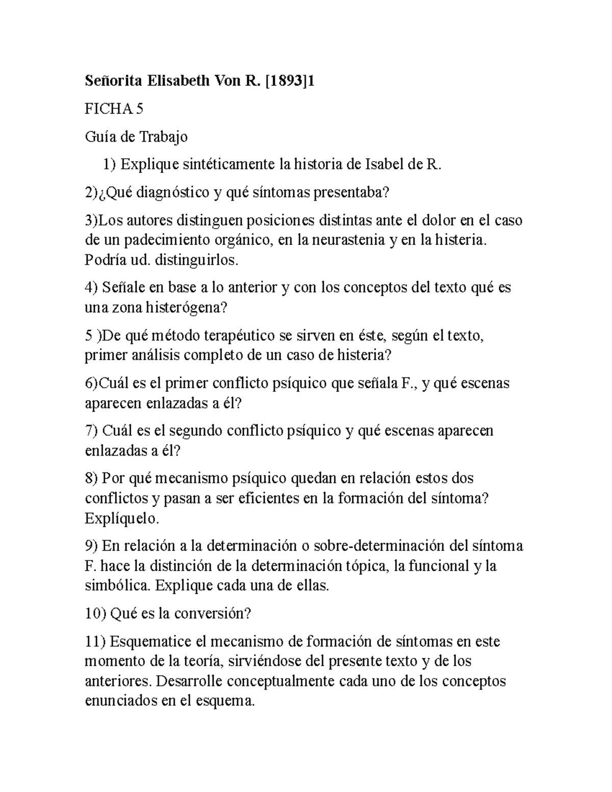 Señorita Elisabeth Von R - [1893] FICHA 5 Guía de Trabajo Explique ...