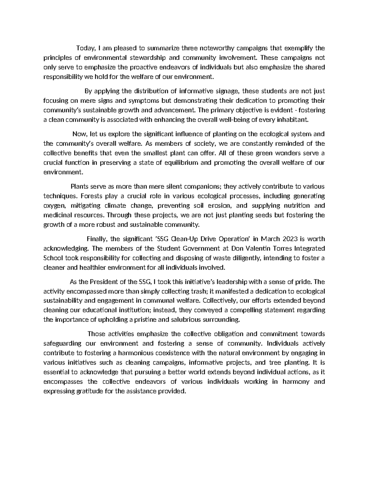 Reporting Script - Today, I am pleased to summarize three noteworthy ...