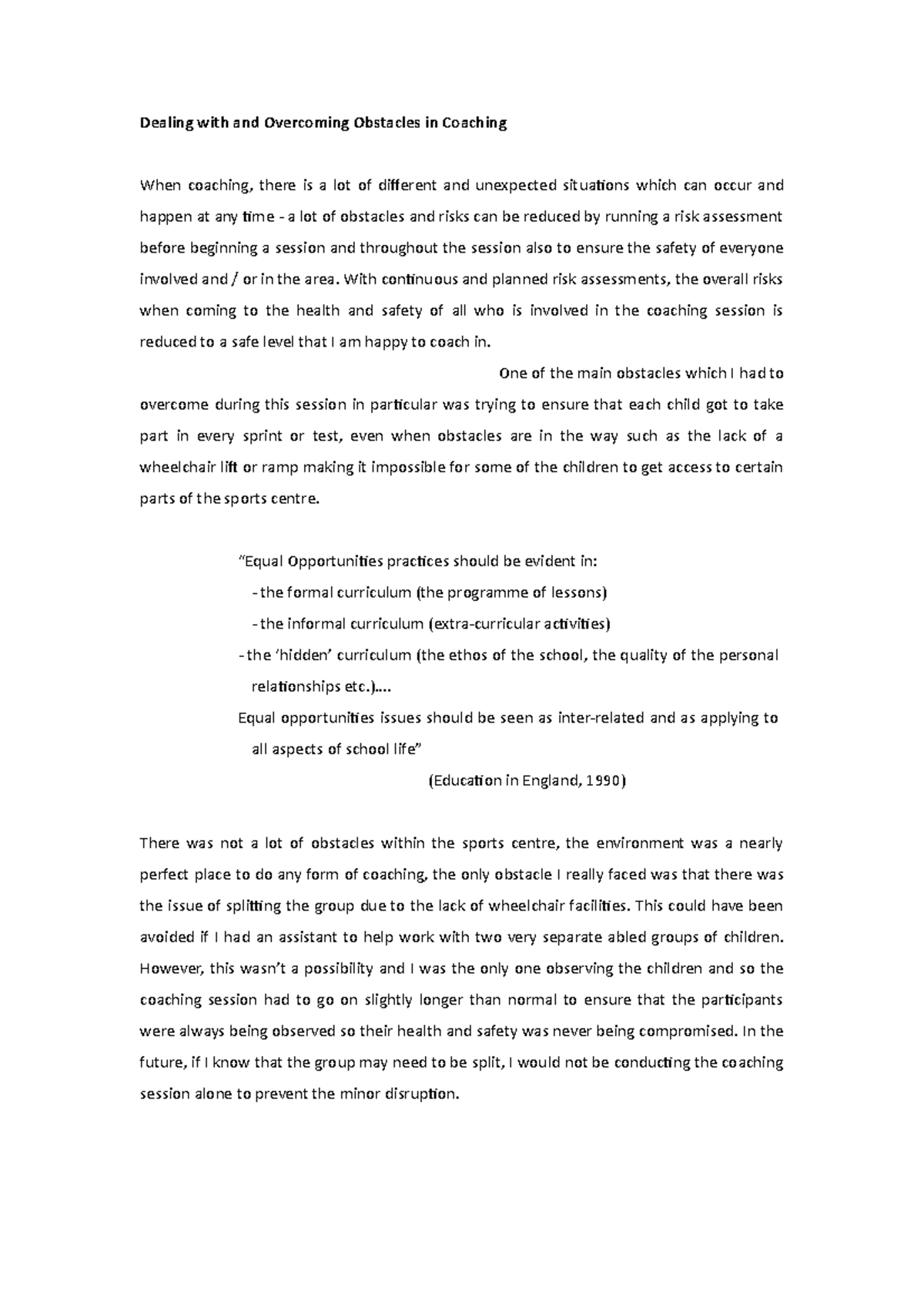 Dealing with and Overcoming Obstacles in Coaching - With continuous and ...